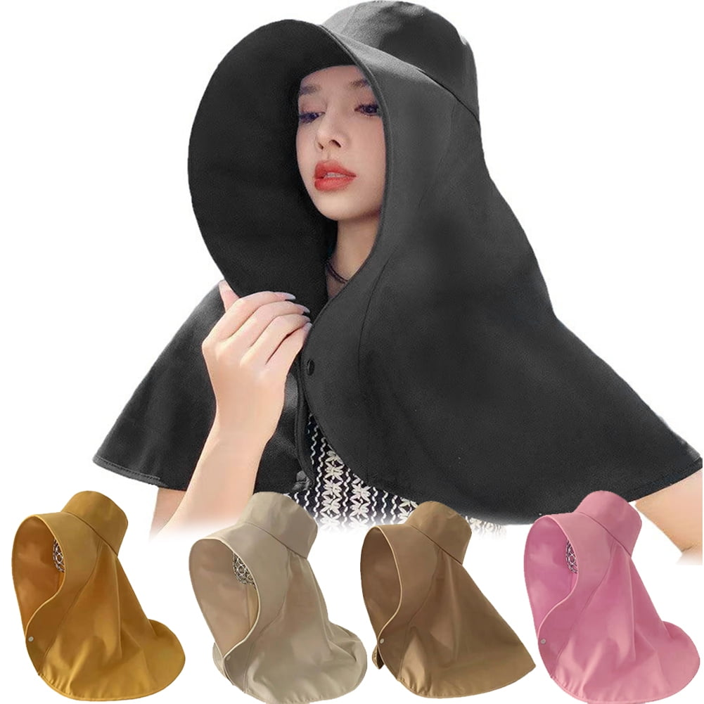 Sun Hats for Women Sun Protection Wide Brim Shawl with Neck Flap Hiking ...