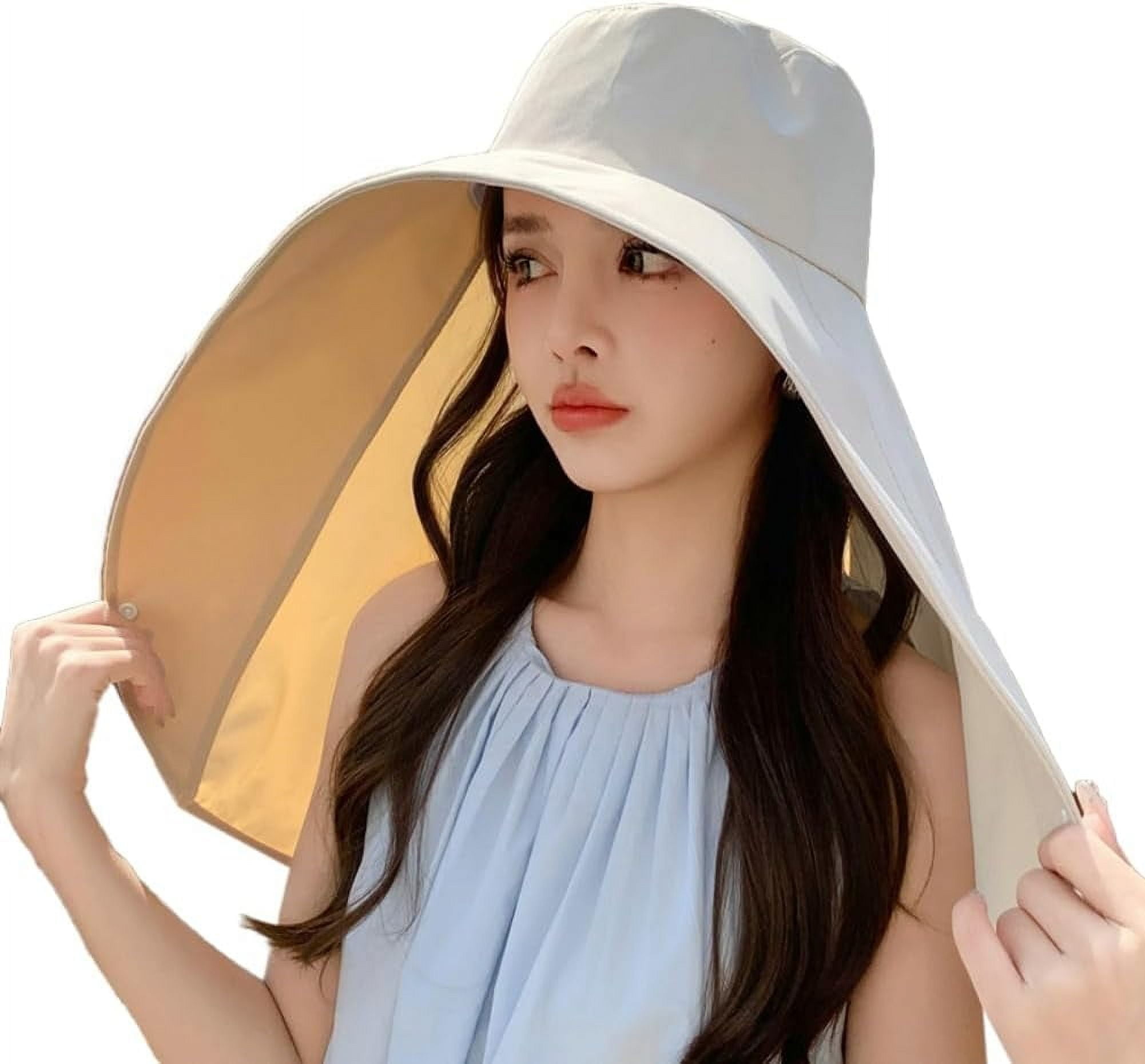 Sun Hats for Women Sun Protection Wide Brim Shawl with Neck Flap Hiking ...
