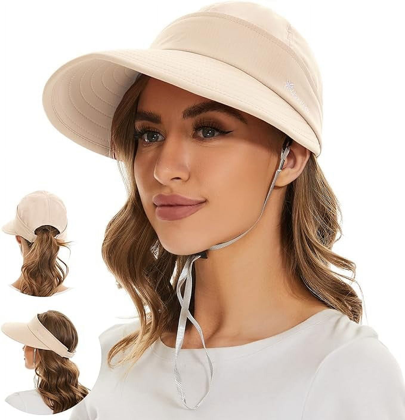 Sun Hats for Women UV Protection Wide Brim 2 in 1 Zip-Off Visor Summer ...