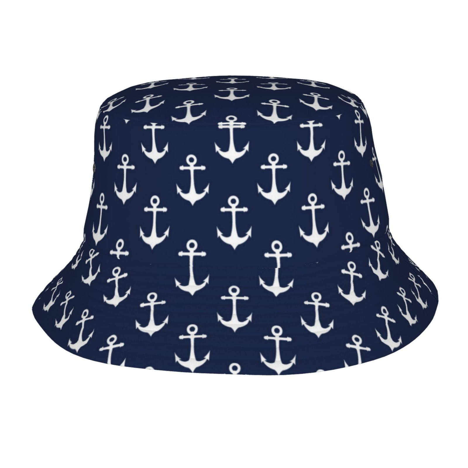 Sun Hats for Women and Men Anchor navyblue vintage print Packable ...
