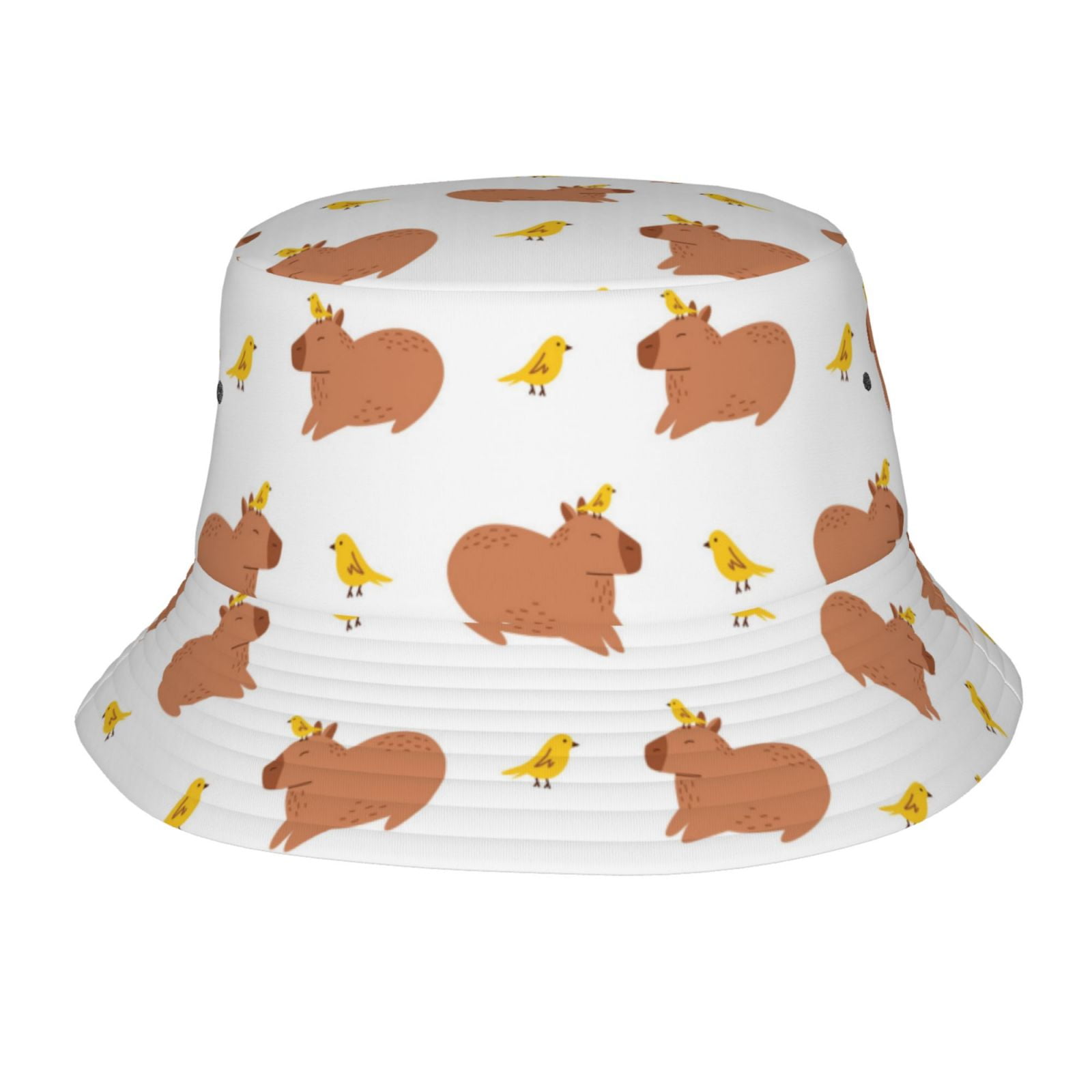 Sun Hats for Women and Men Bird Capybaras Print Packable Bucket Hat ...