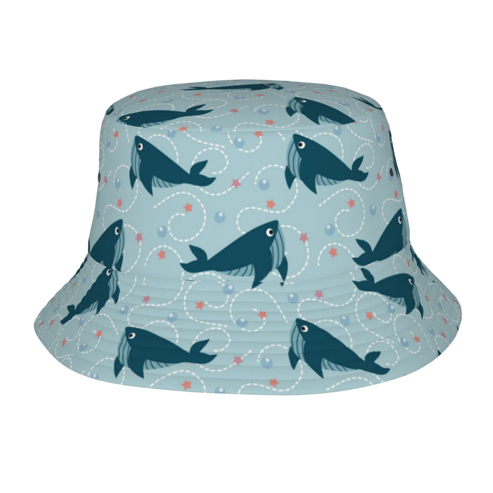 Sun Hats for Women and Men Bohemian Cartoon Cute Shark Packable Bucket ...