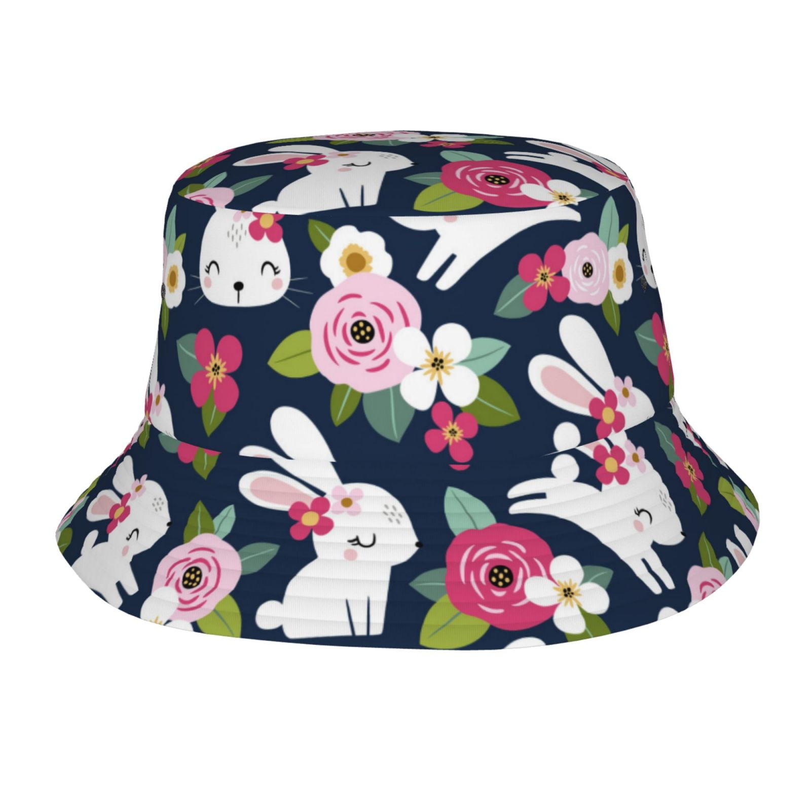 Sun Hats for Women and Men Bohemian Smile Cute Rabbit Flower Packable ...