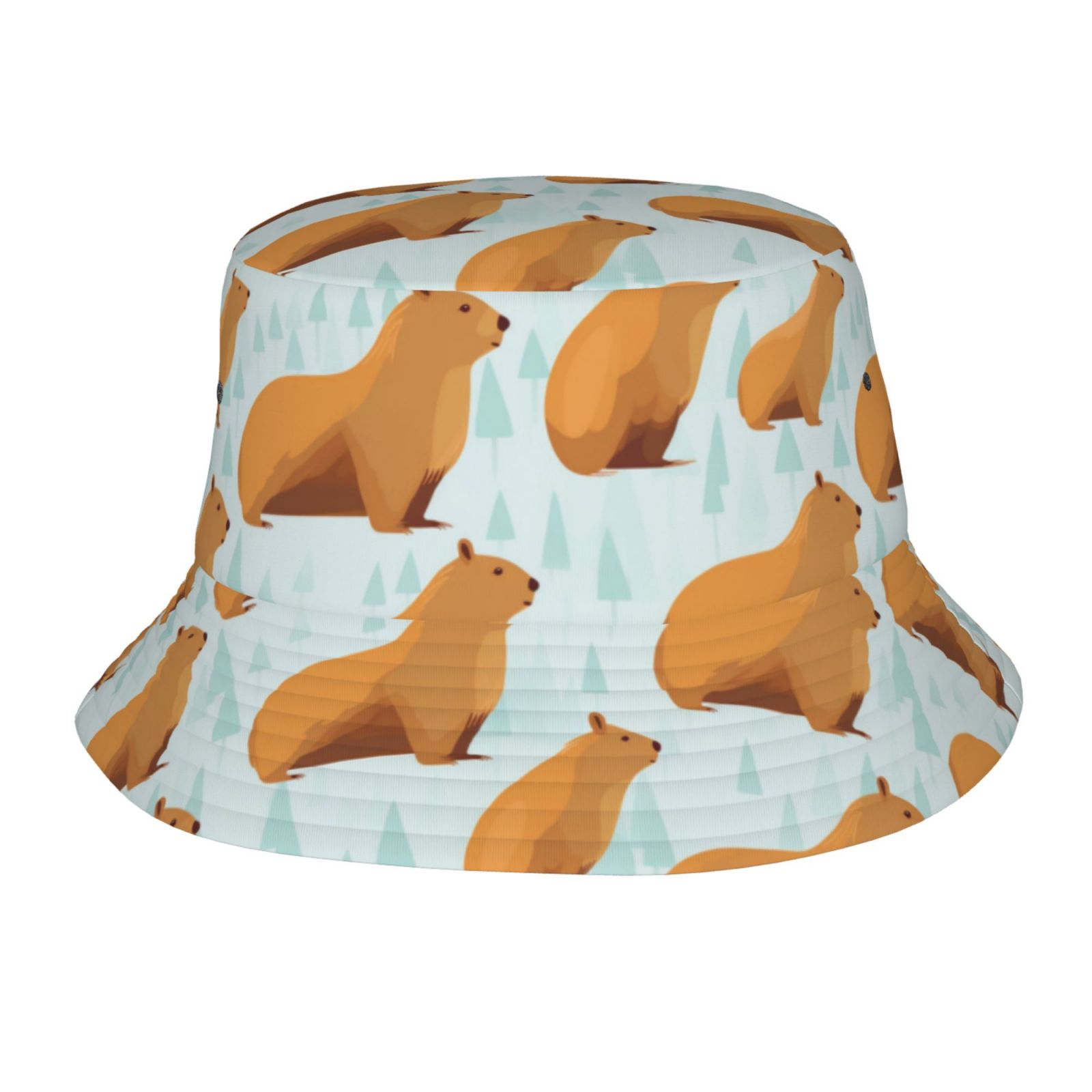Sun Hats for Women and Men Capybara Plant Print Packable Bucket Hat ...