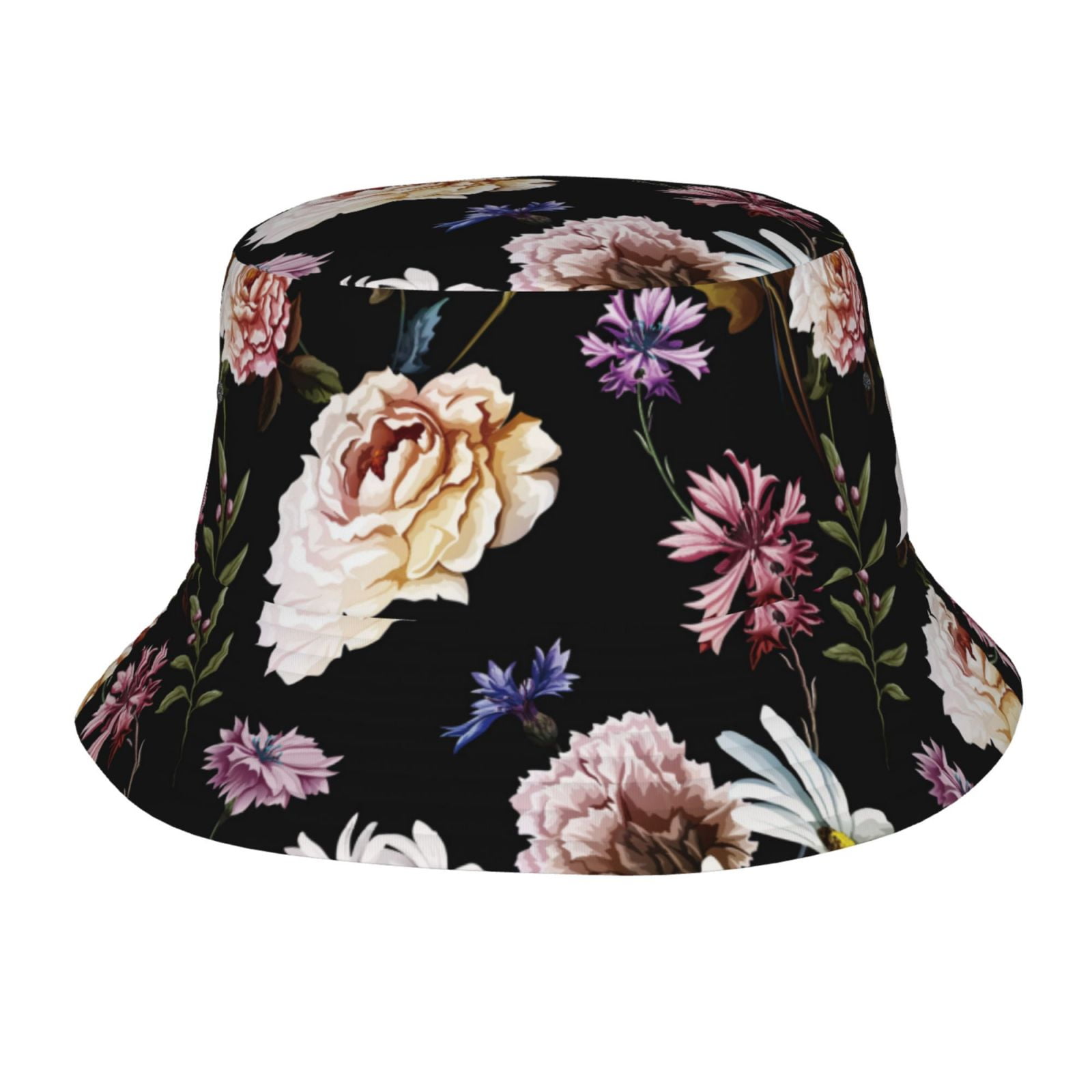 Sun Hats for Women and Men Carnations Flowers Daisy Packable Bucket Hat ...