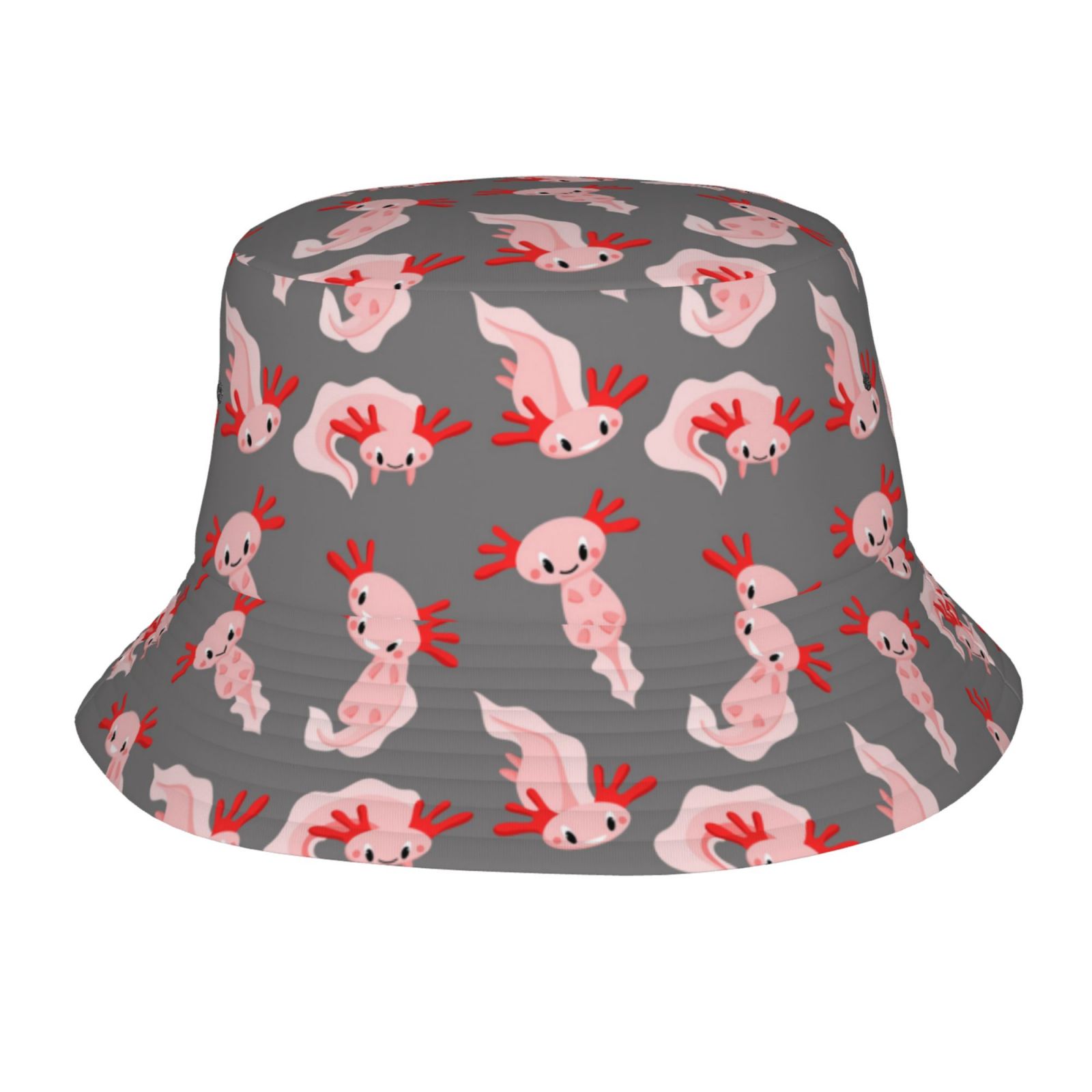Sun Hats for Women and Men Cartoon Cute Axolotl Pink_C Packable Bucket ...