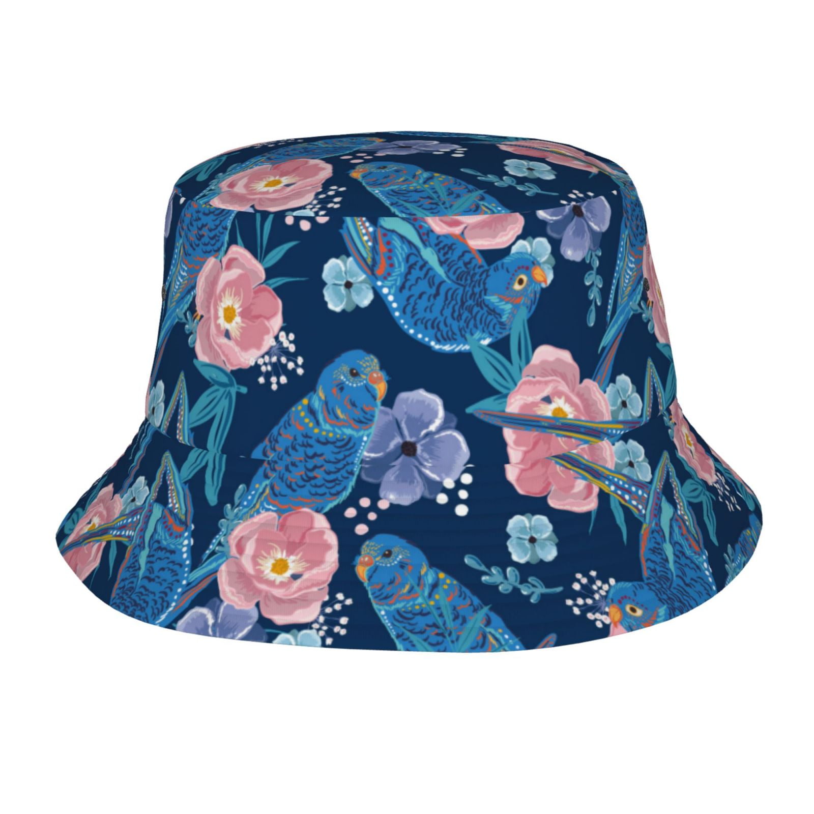 Sun Hats for Women and Men Classic Blue Cute Parrot Flower Packable ...