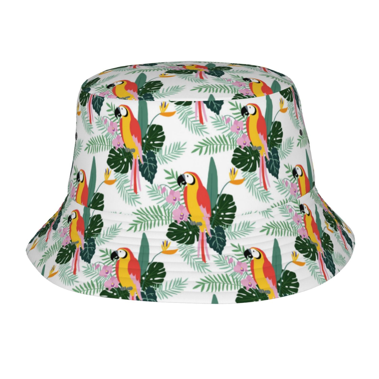 Sun Hats for Women and Men Colorful Parrot Flower Palm Leaf Packable ...