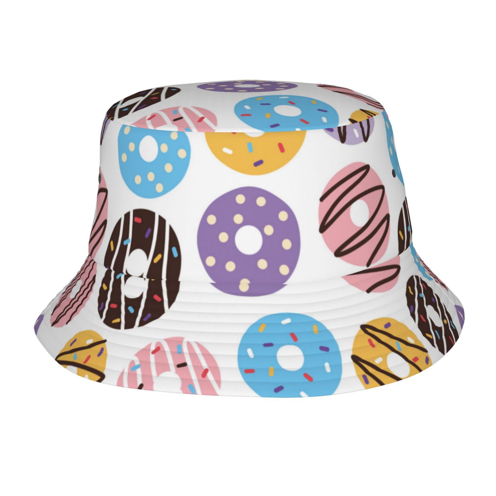Sun Hats for Women and Men Colourful Donut Doodle Print Packable Bucket ...