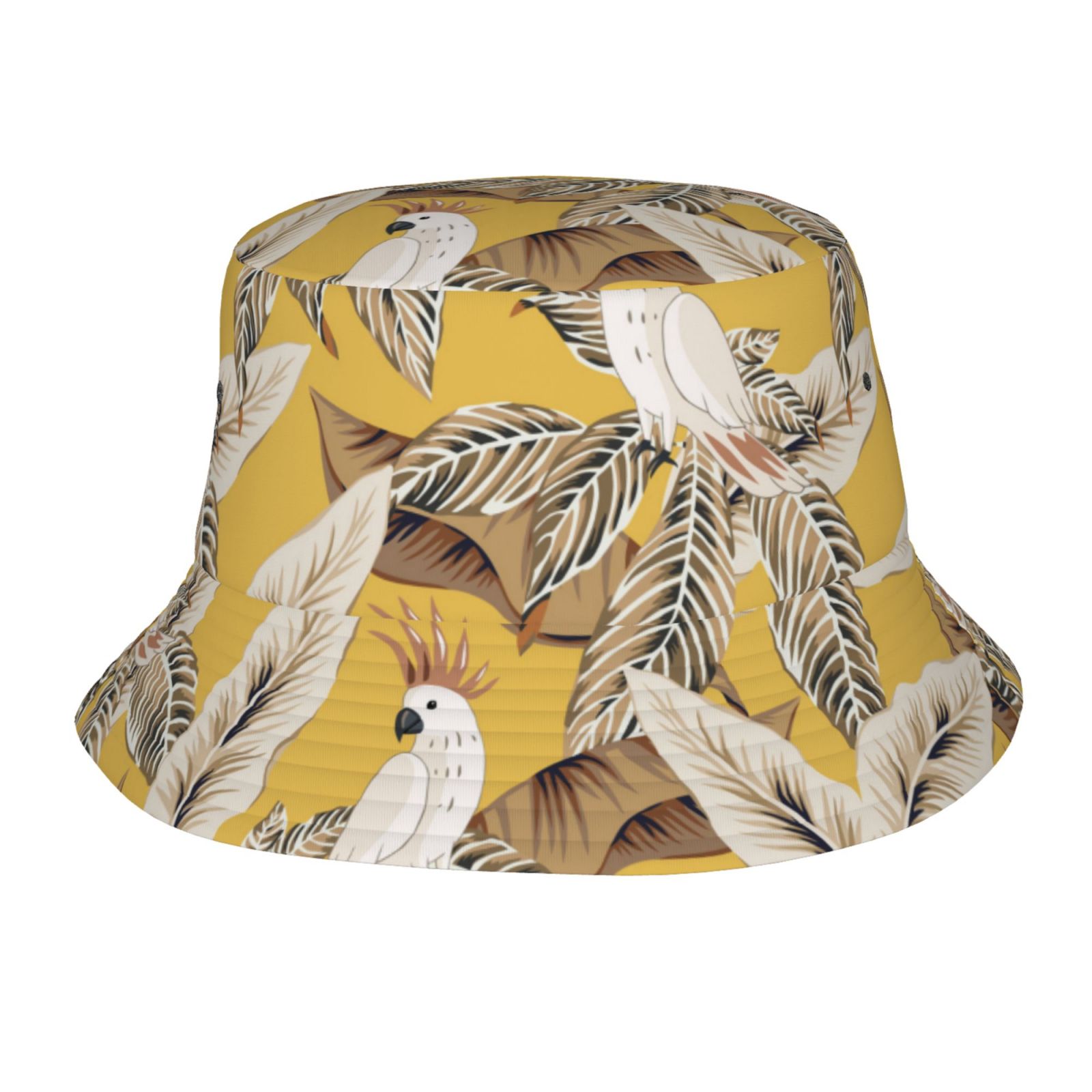 Sun Hats for Women and Men Cute Cockatoo Parrot Leaves Packable Bucket ...