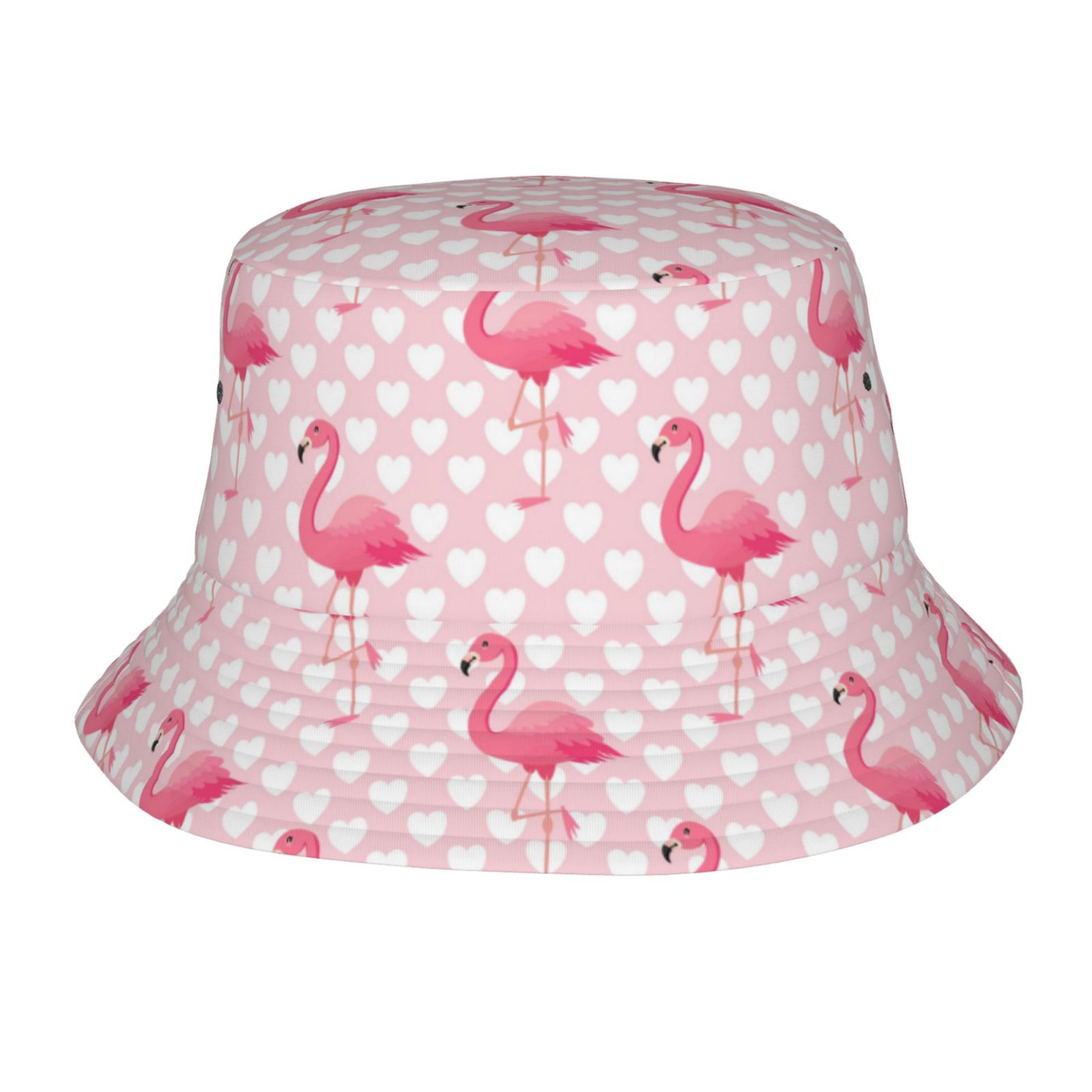 Sun Hats for Women and Men Cute Flamingo with Heart Packable Bucket Hat ...