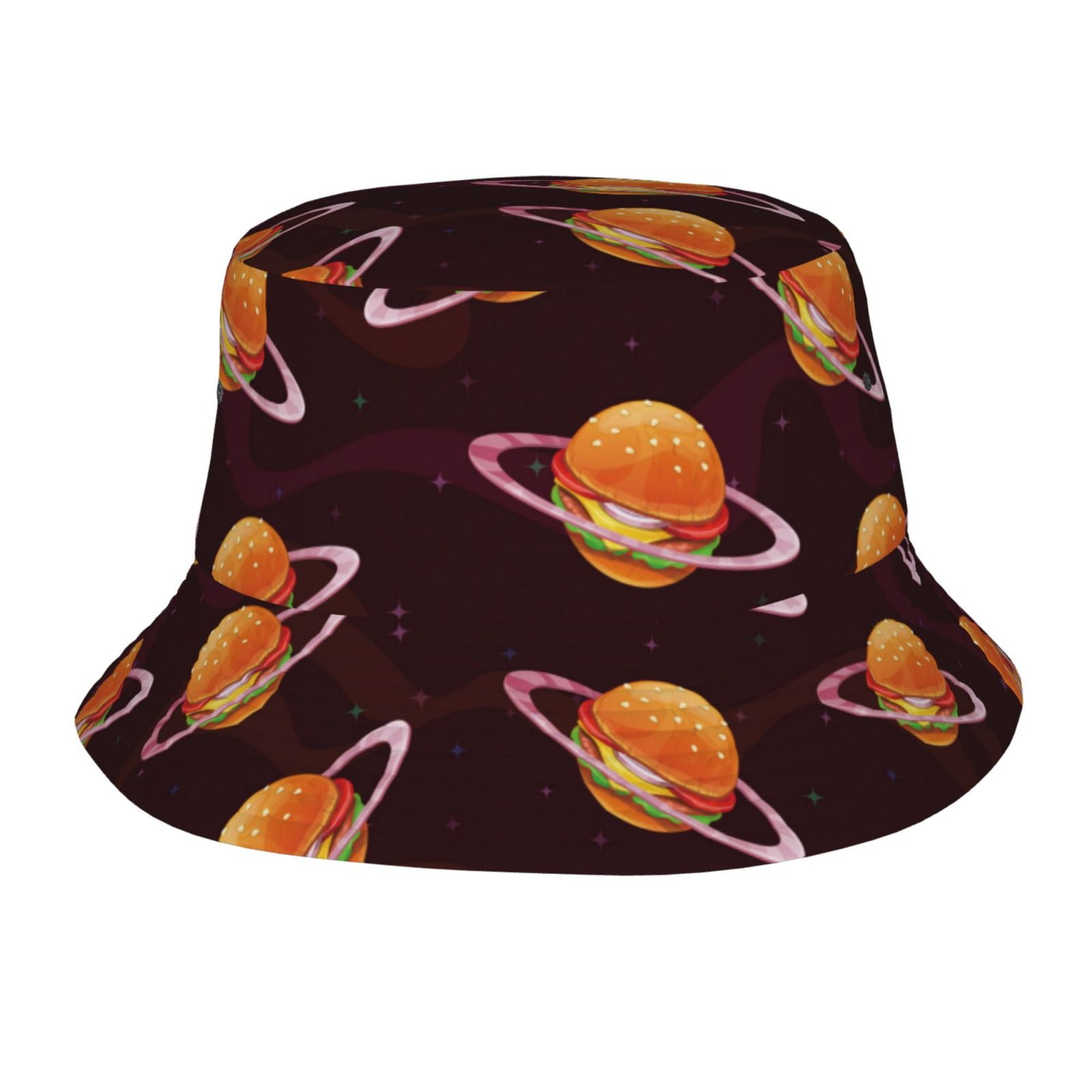 Sun Hats for Women and Men Cute Hamburger Burger Planet Packable Bucket ...