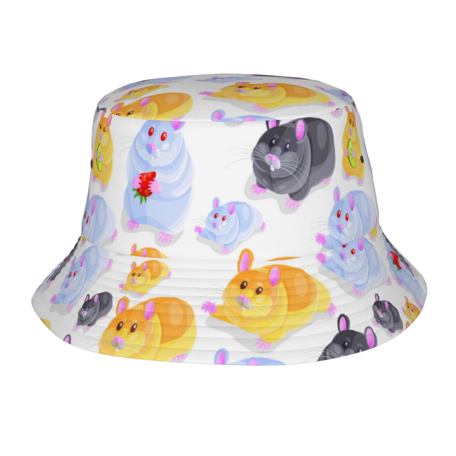 Sun Hats for Women and Men Cute Hamster Black White Yellow Packable ...