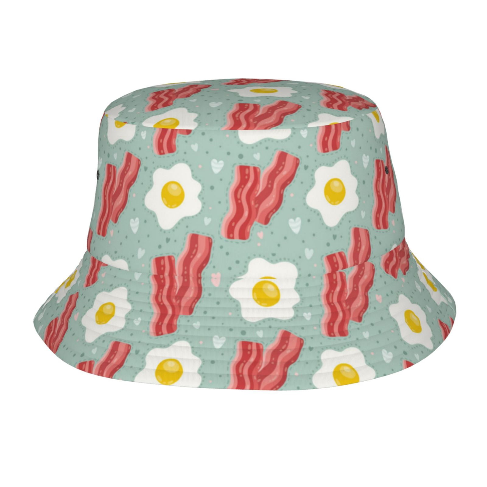 Sun Hats for Women and Men Cute Omelette Bacon Packable Bucket Hat, Sun ...