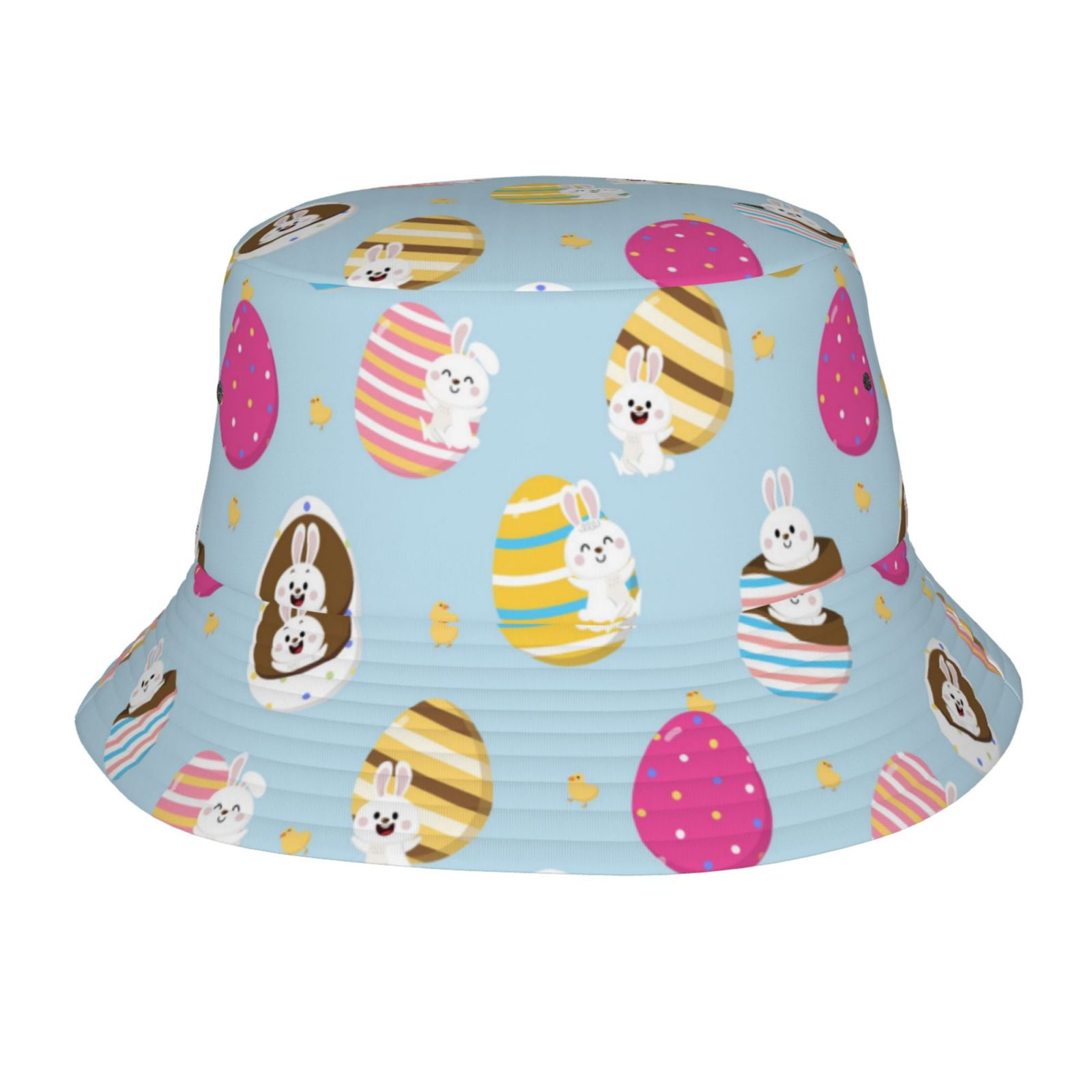 Sun Hats for Women and Men Cute Rabbit Pattern Egg Blue Packable Bucket ...