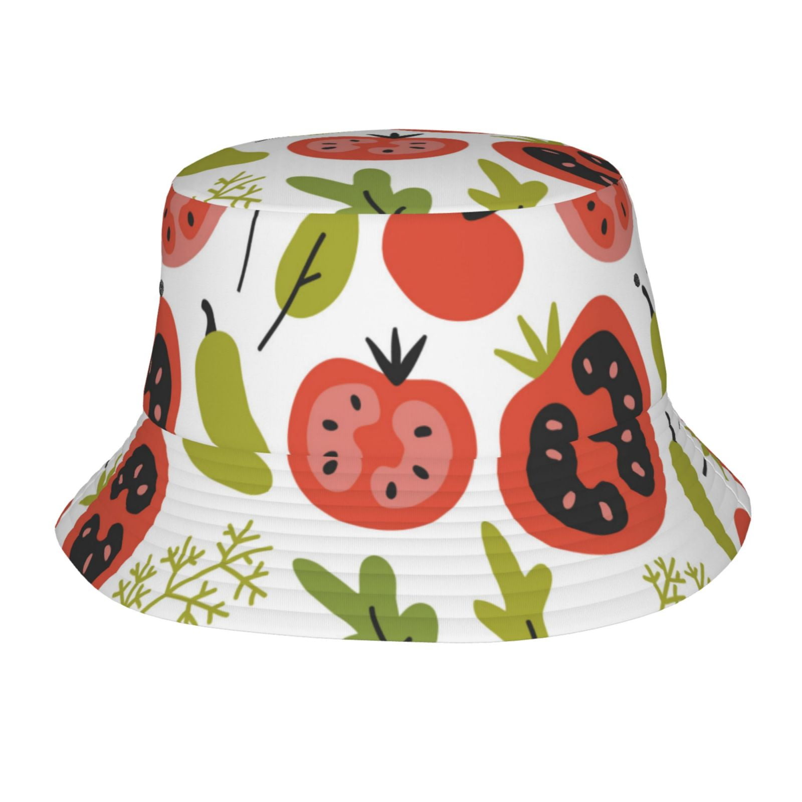 Sun Hats for Women and Men Cute Tomato Green Pepper Packable Bucket Hat ...