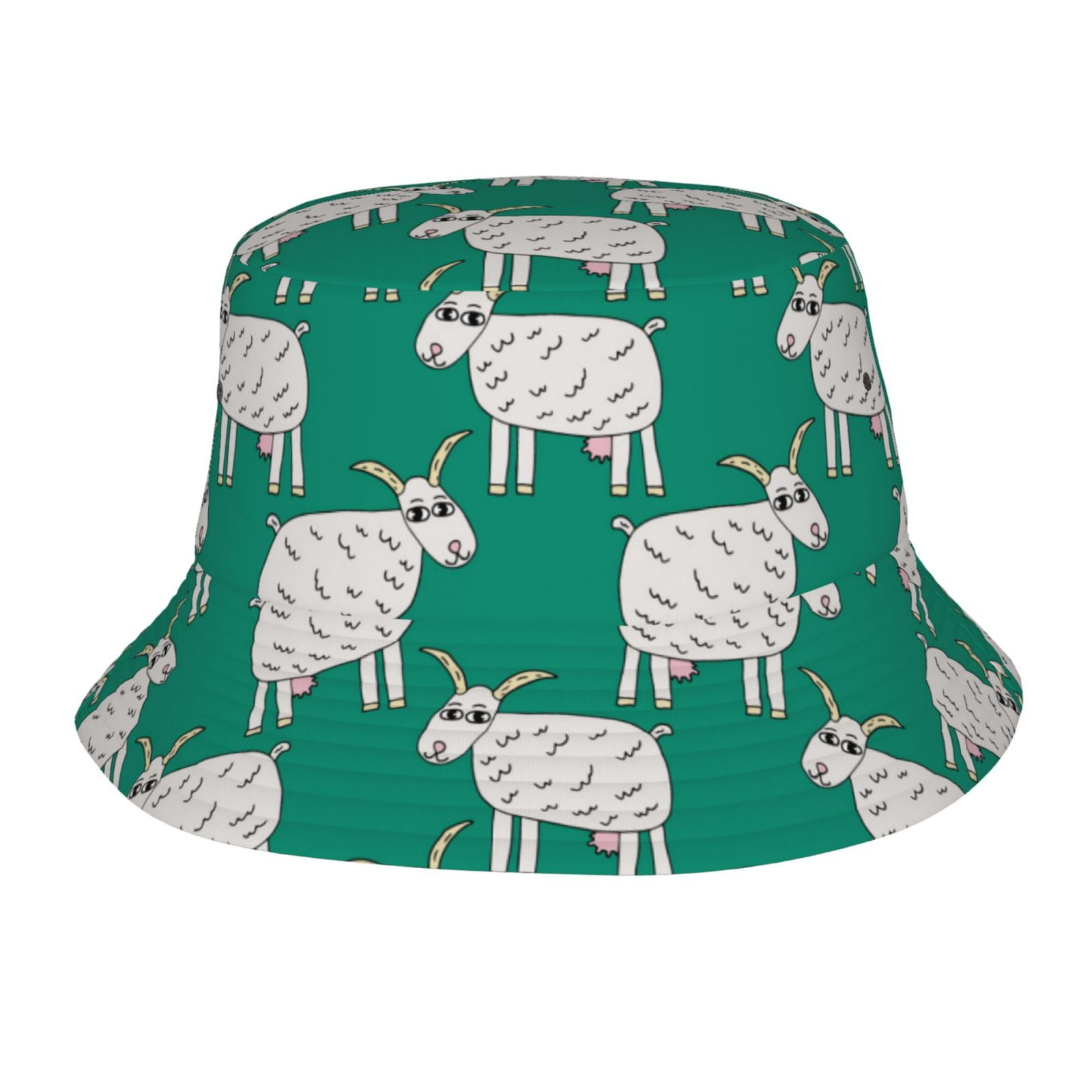 Sun Hats for Women and Men Cute cartoon doodle goat green Packable ...