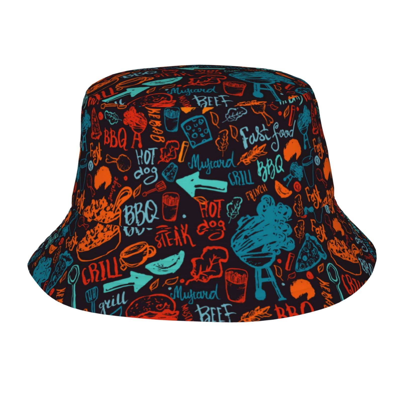 Sun Hats for Women and Men Doodle Barbeque Packable Bucket Hat, Sun ...