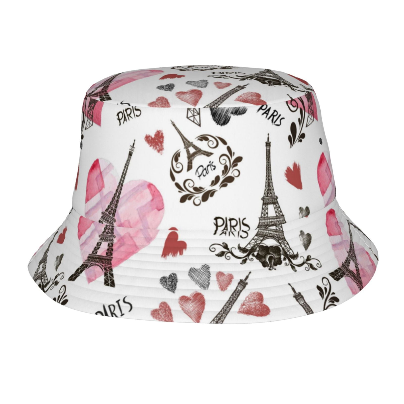 Sun Hats for Women and Men Eiffel Tower paris heart Packable Bucket Hat ...