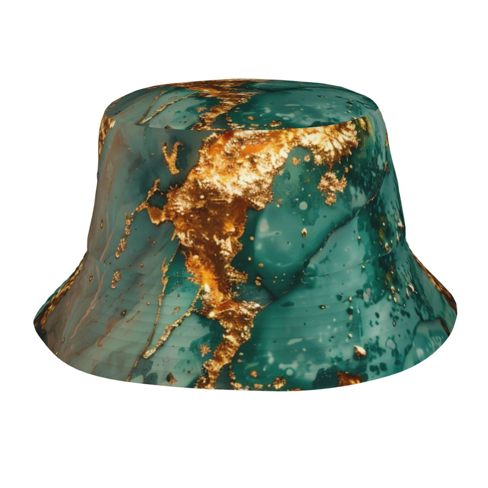 Sun Hats for Women and Men Emerald Color Gold Marble Packable Bucket ...