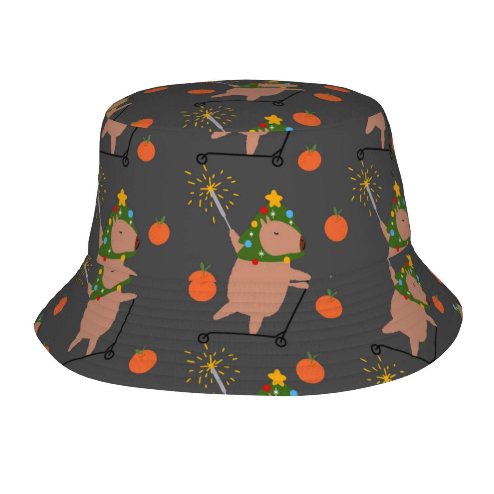 Sun Hats for Women and Men Fun Capybaras Christmas Packable Bucket Hat ...