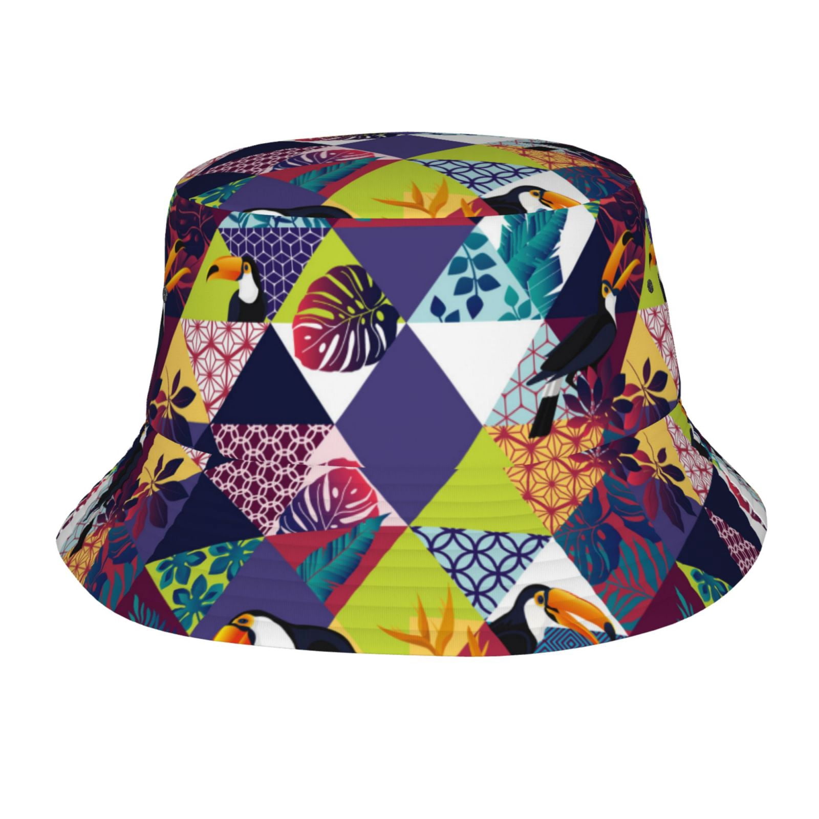 Sun Hats for Women and Men Geometric Cute Toucan Bird Plant Packable ...