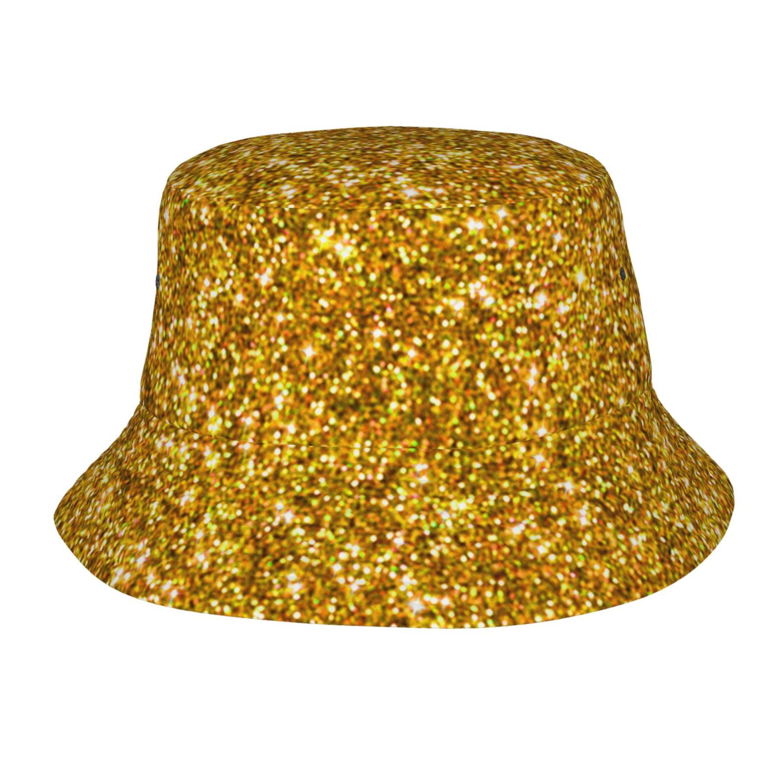 Sun Hats for Women and Men Gold Glitter Packable Bucket Hat, Sun ...