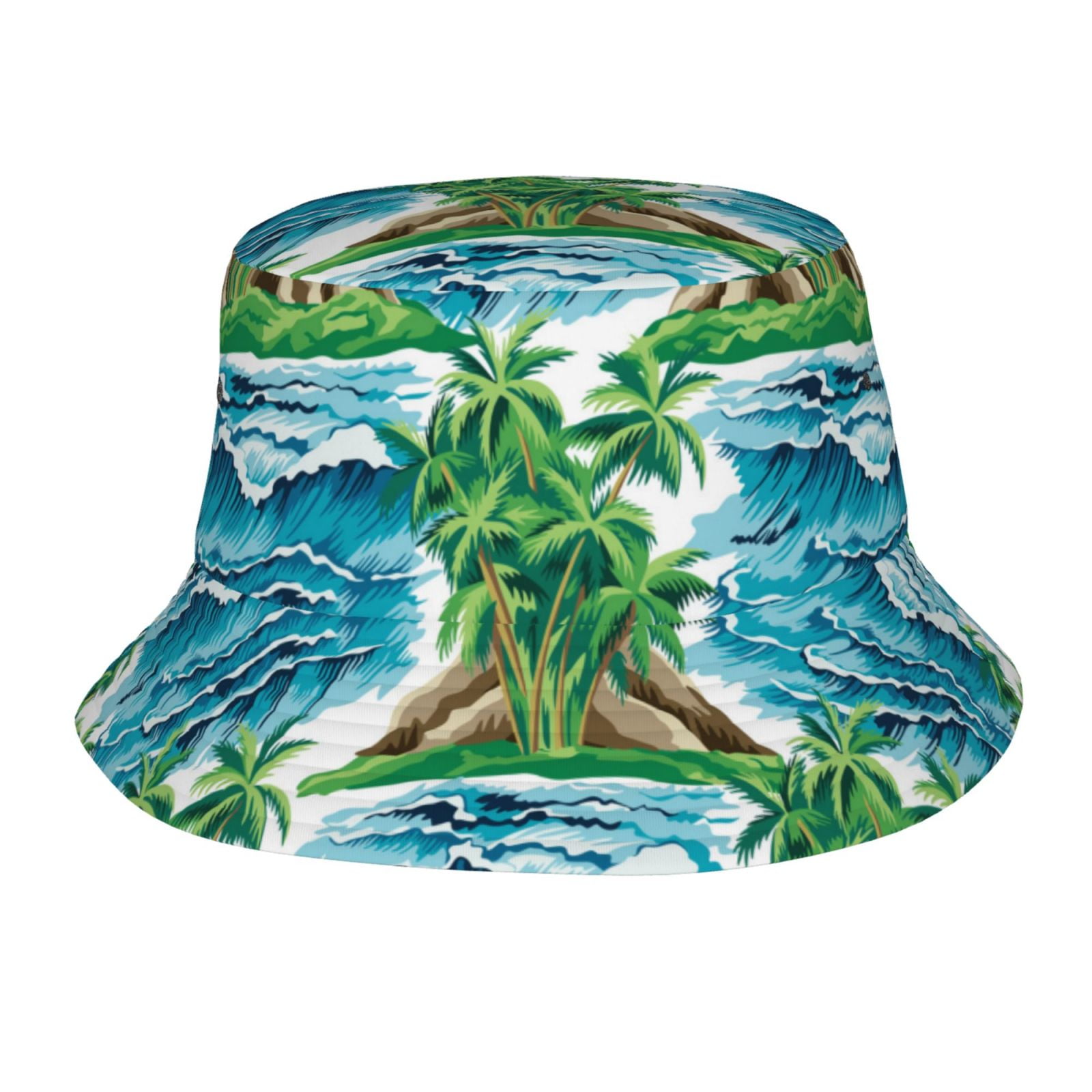 Sun Hats for Women and Men Hawaiian Style Waves Packable Bucket Hat ...
