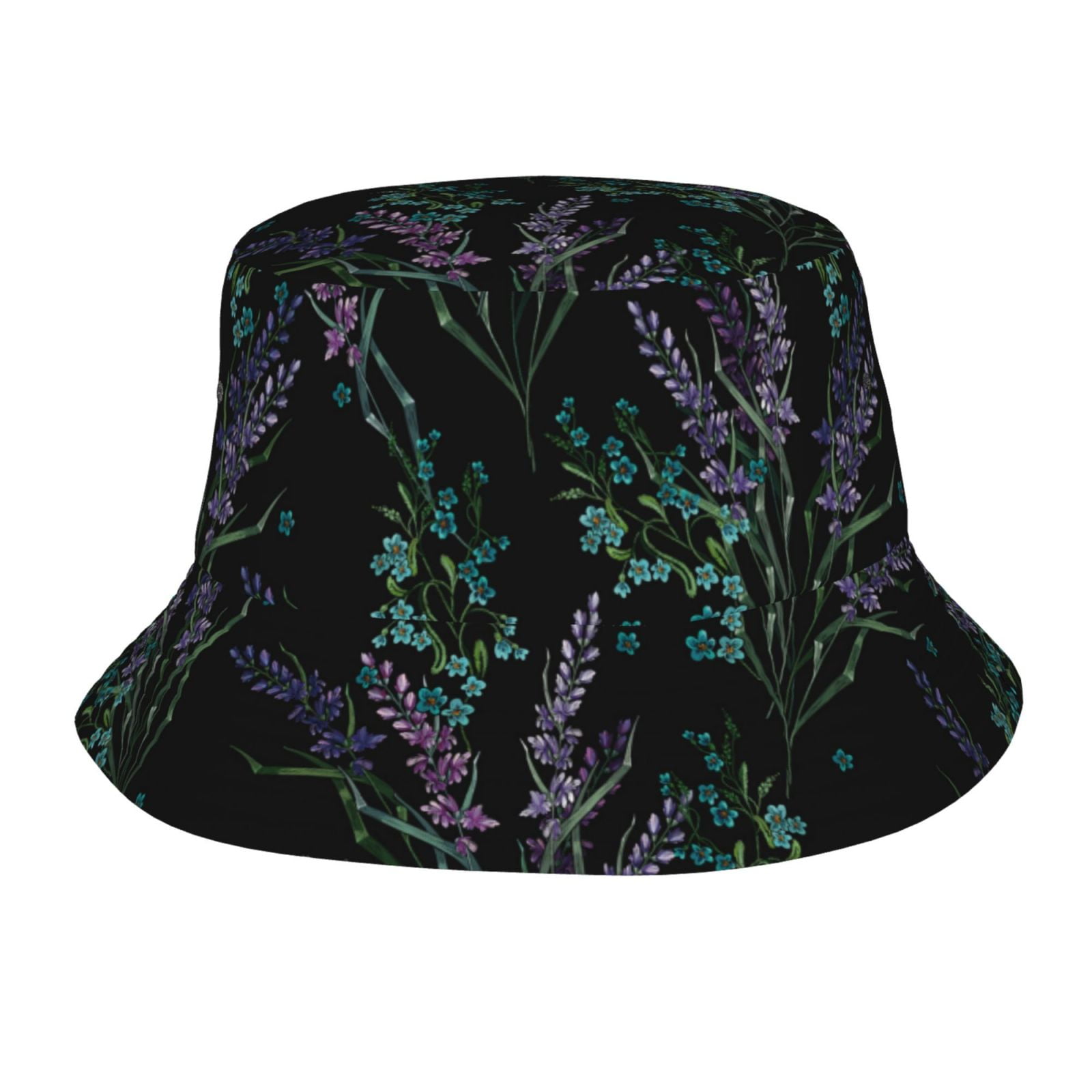 Sun Hats for Women and Men Lavender Flowers Black Packable Bucket Hat, Sun Protction Summer ...