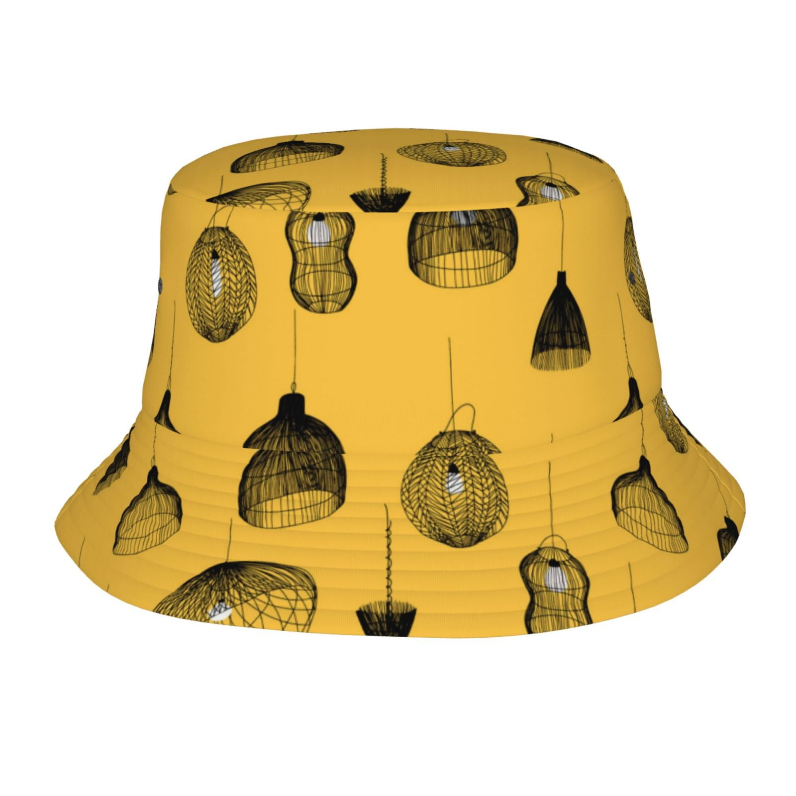 Sun Hats for Women and Men Light Bulbs Print yellow Packable Bucket Hat ...