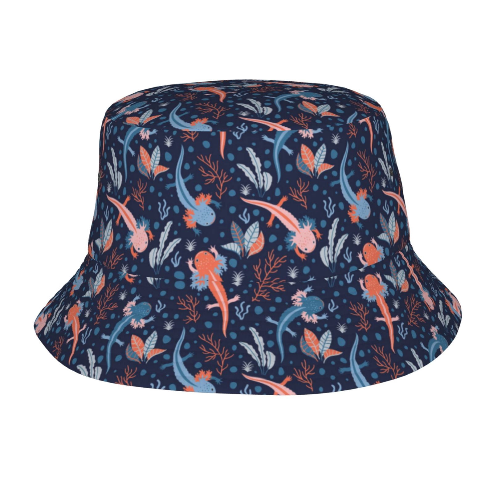 Sun Hats for Women and Men Lovely axolotl blue cute Packable Bucket Hat ...