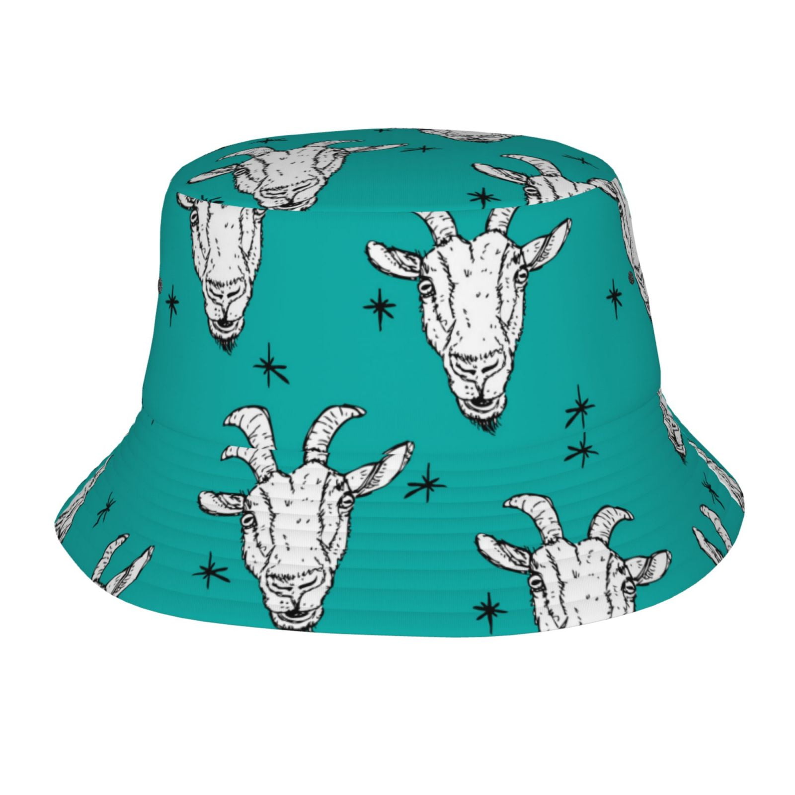 Sun Hats for Women and Men Modern Cartoon Goat Head White Packable ...