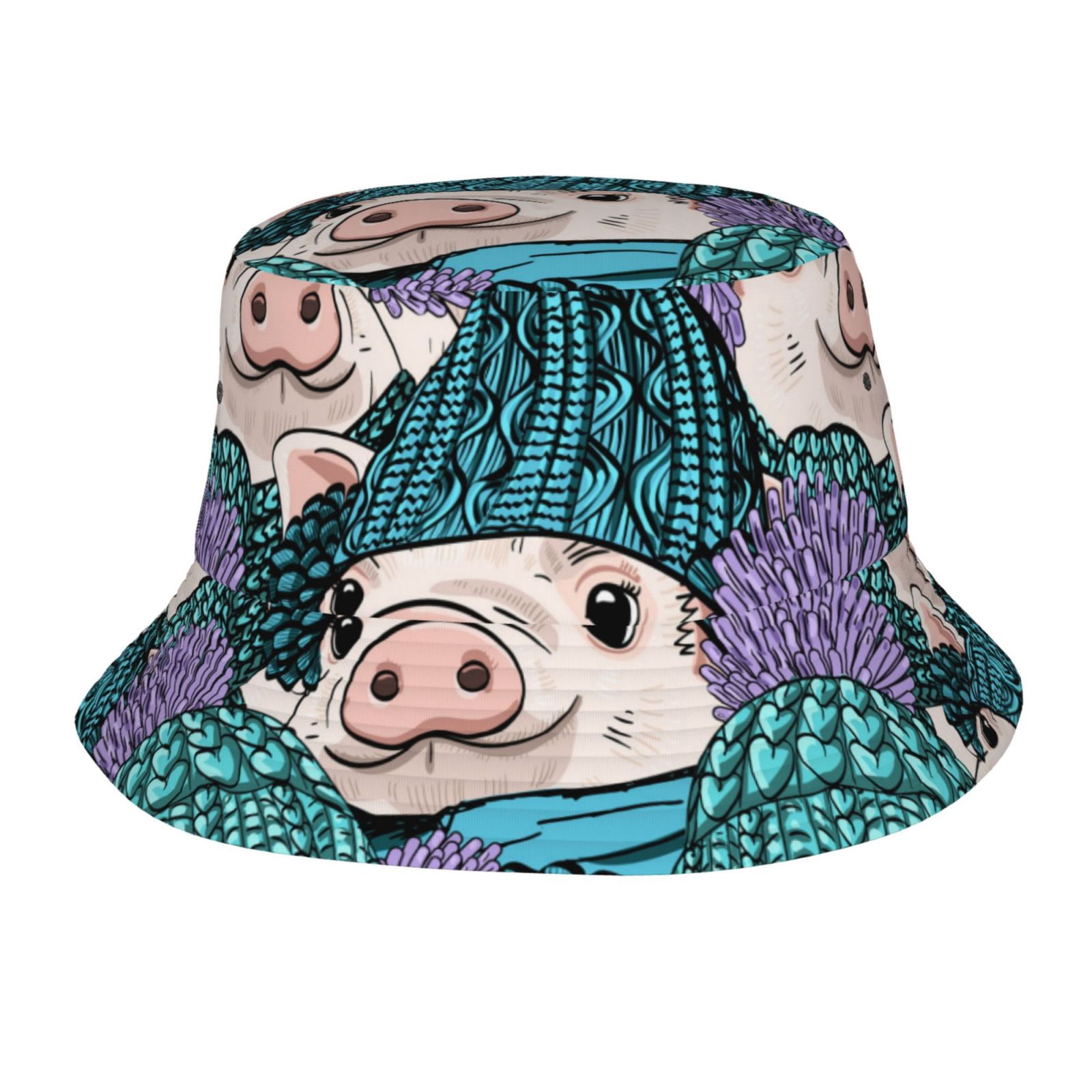 Sun Hats for Women and Men Modern Cute Hat Pig Packable Bucket Hat, Sun ...