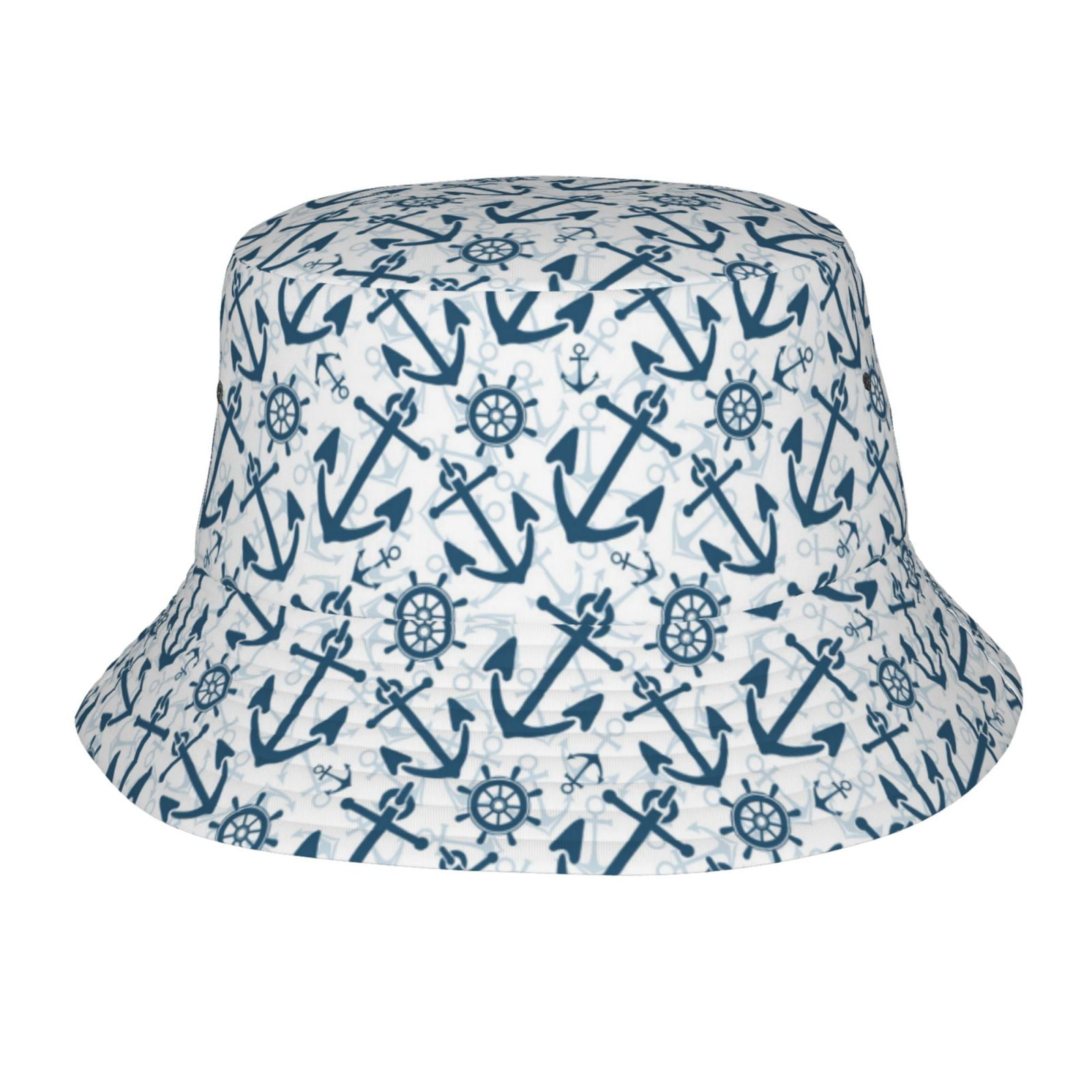 Sun Hats for Women and Men Nautical Theme Anchors Packable Bucket Hat ...
