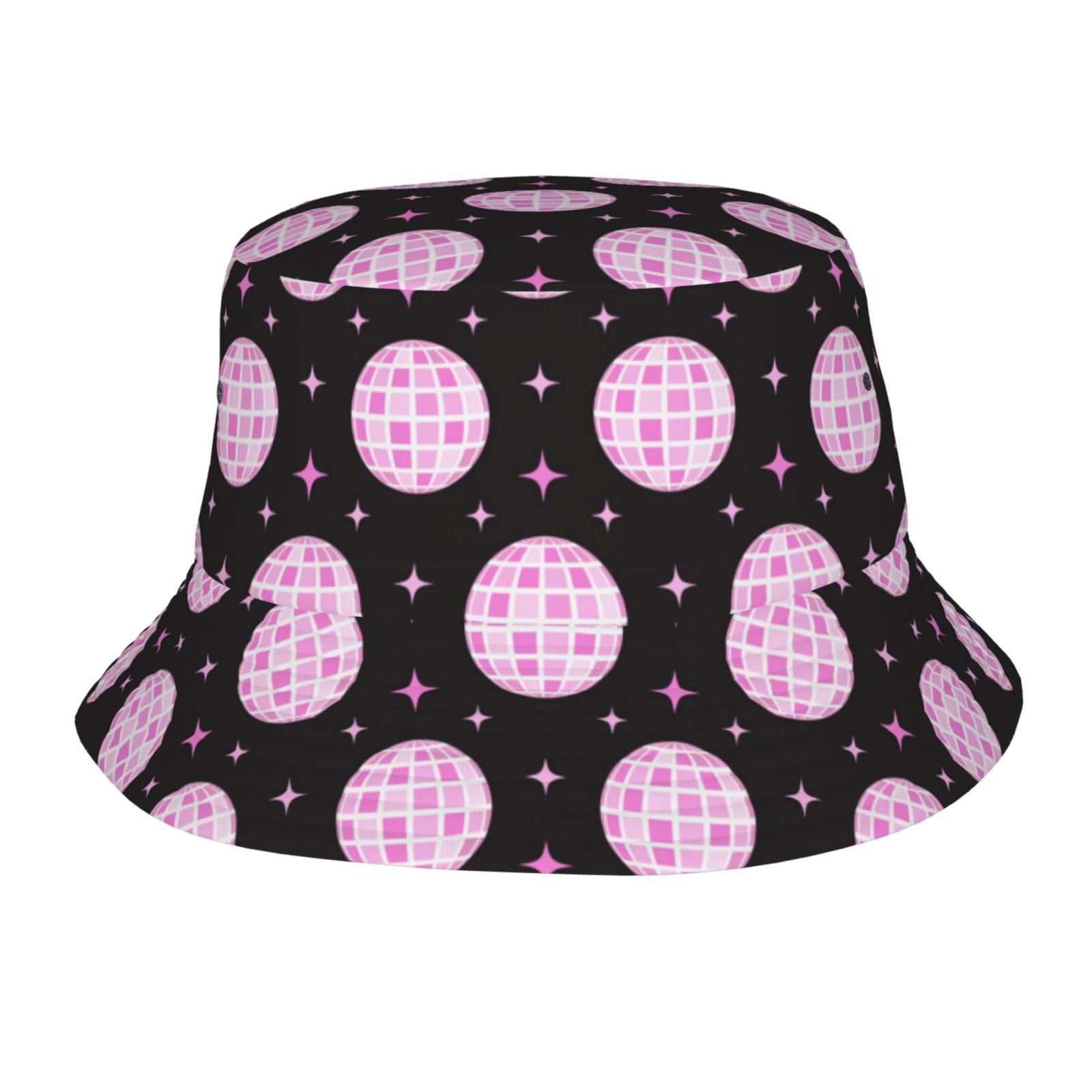 Sun Hats for Women and Men Pink Groovy Disco Ball Packable Bucket Hat ...