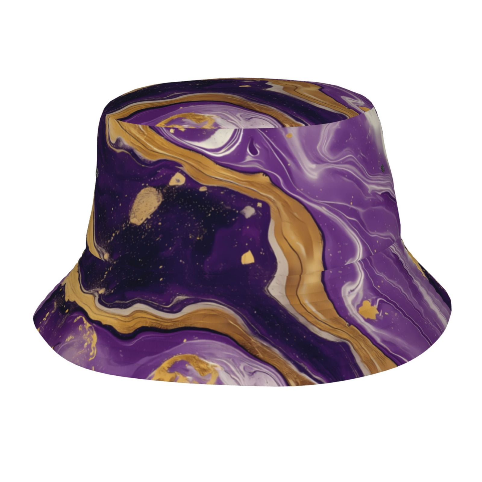 Sun Hats for Women and Men Purple Gold Marble Swirls Packable Bucket ...