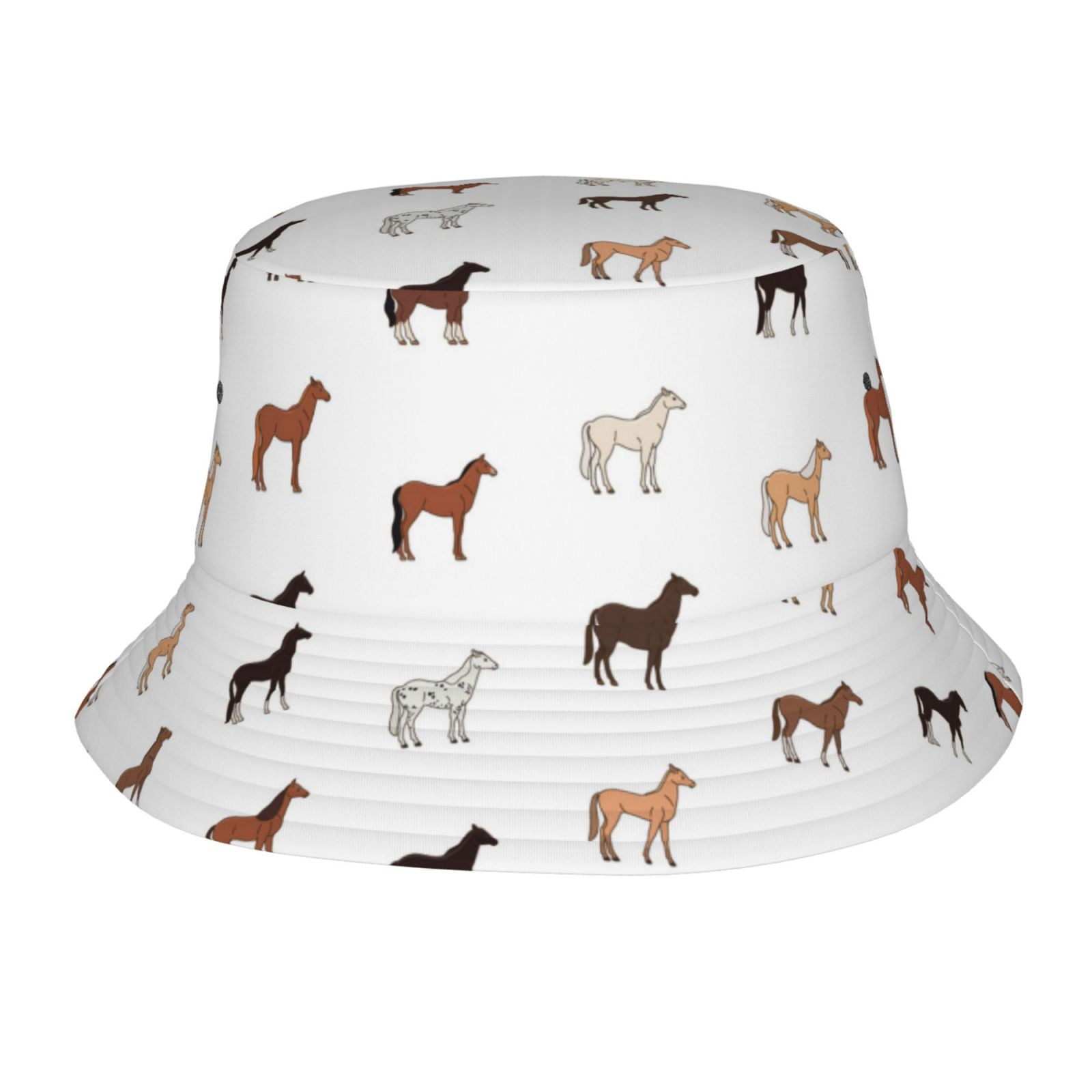 Sun Hats for Women and Men Simple Painted Cute Horse Packable Bucket ...