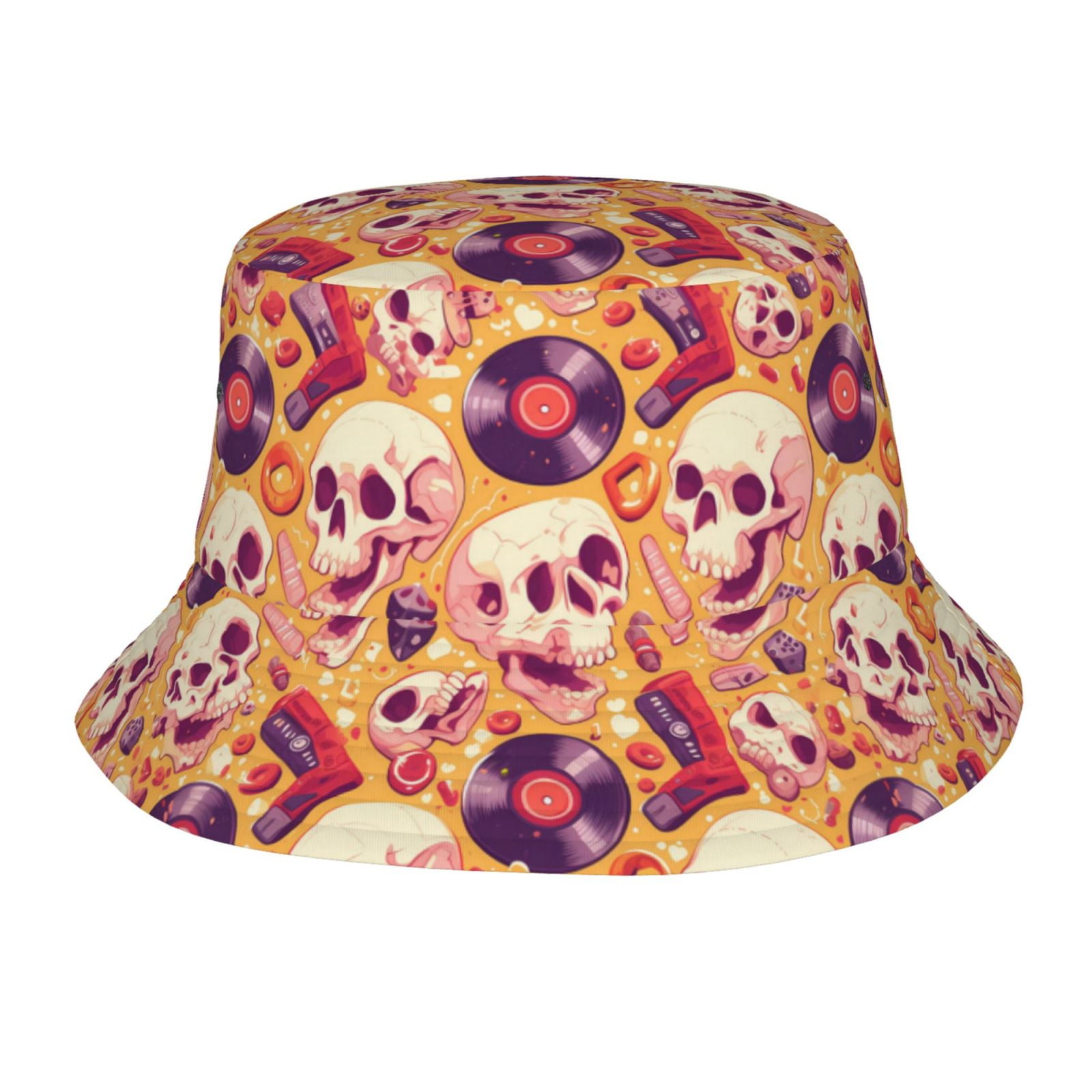 Sun Hats for Women and Men Skull rock record Packable Bucket Hat, Sun ...