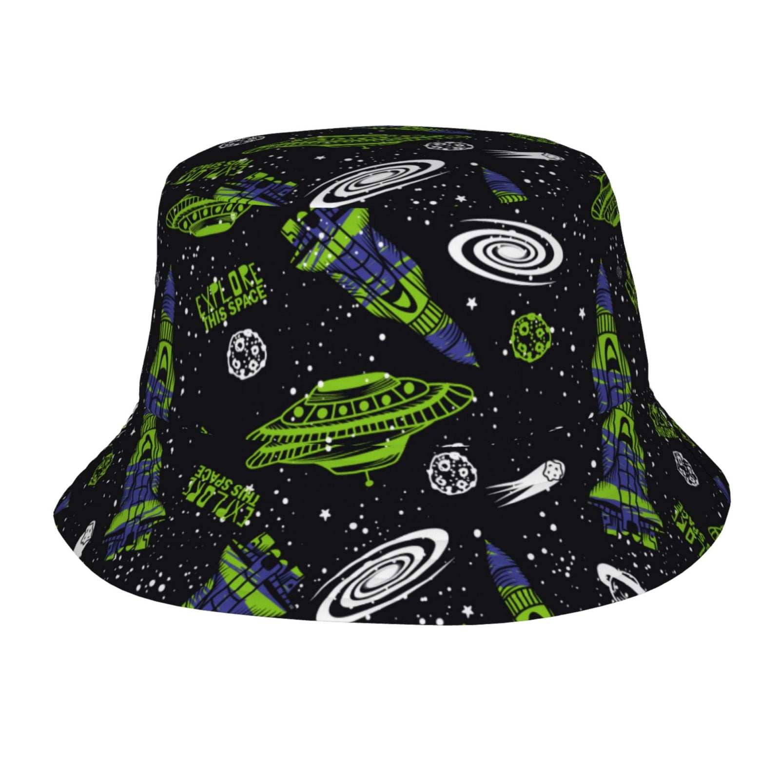 Sun Hats for Women and Men Space Pattern green Packable Bucket Hat, Sun ...