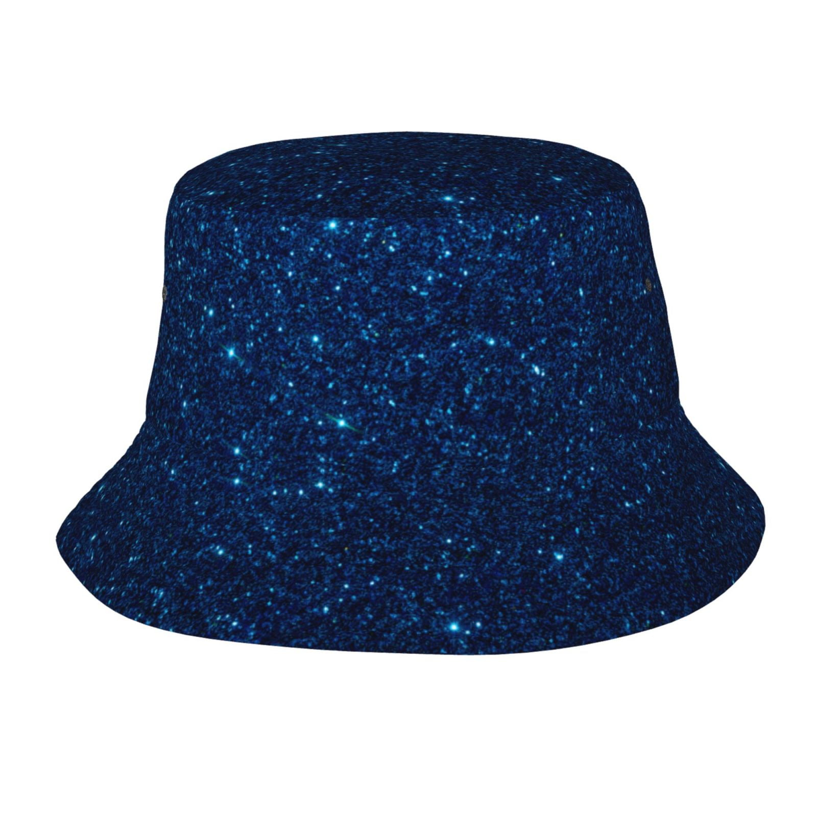 Sun Hats for Women and Men Sparkling Blue Glitter Packable Bucket Hat ...
