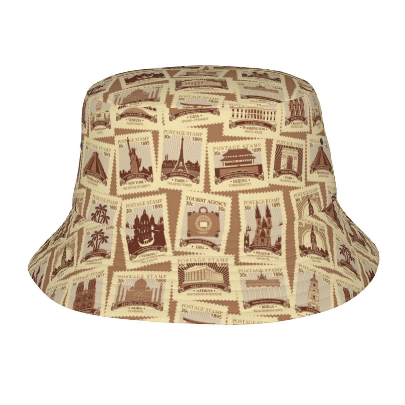 Sun Hats for Women and Men Stamp Pattern Vintage Packable Bucket Hat ...