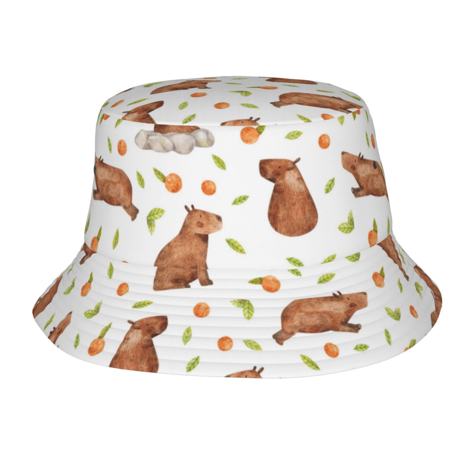 Sun Hats for Women and Men Tangerine Capybara Print Packable Bucket Hat ...
