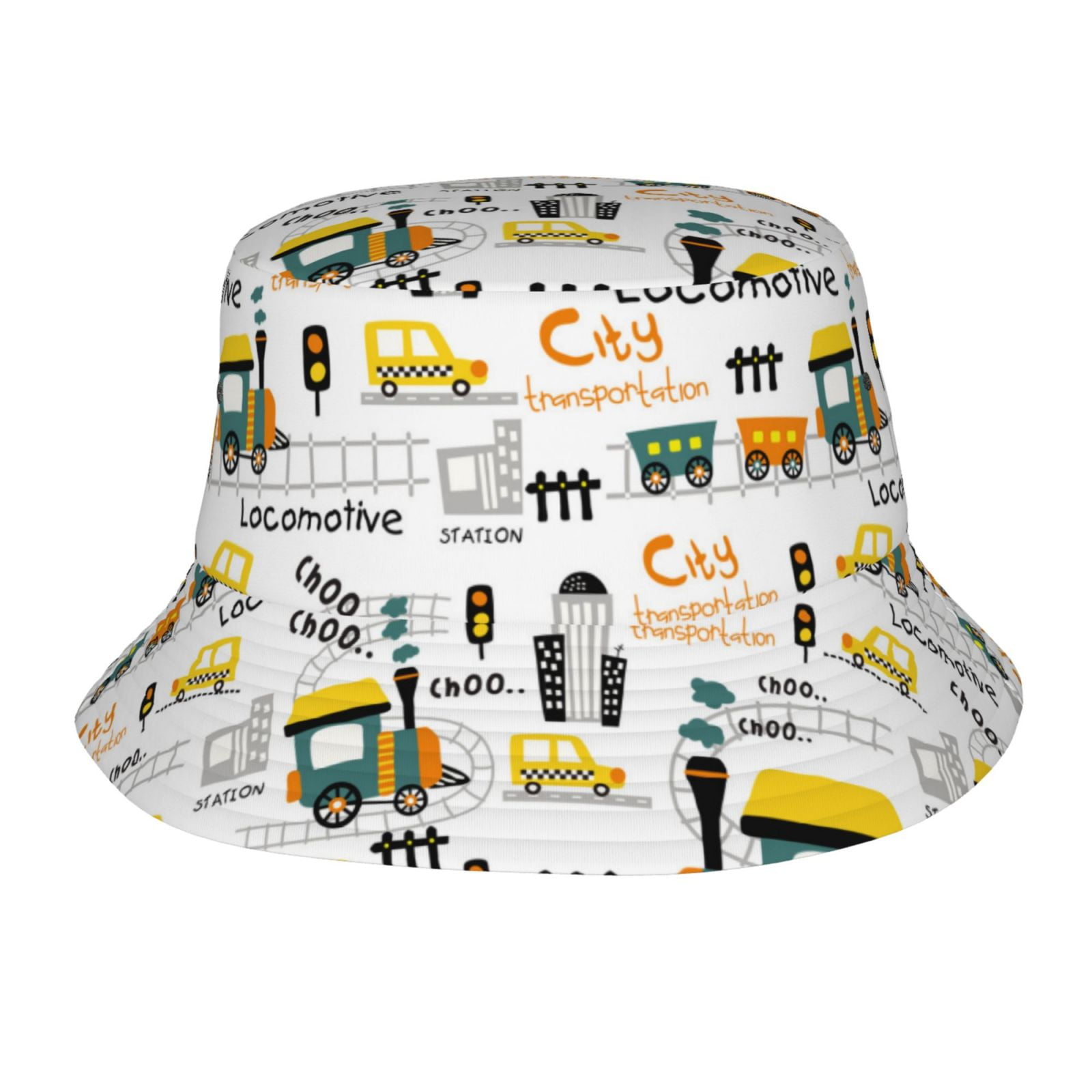 Sun Hats for Women and Men Transportation Cartoon Packable Bucket Hat ...