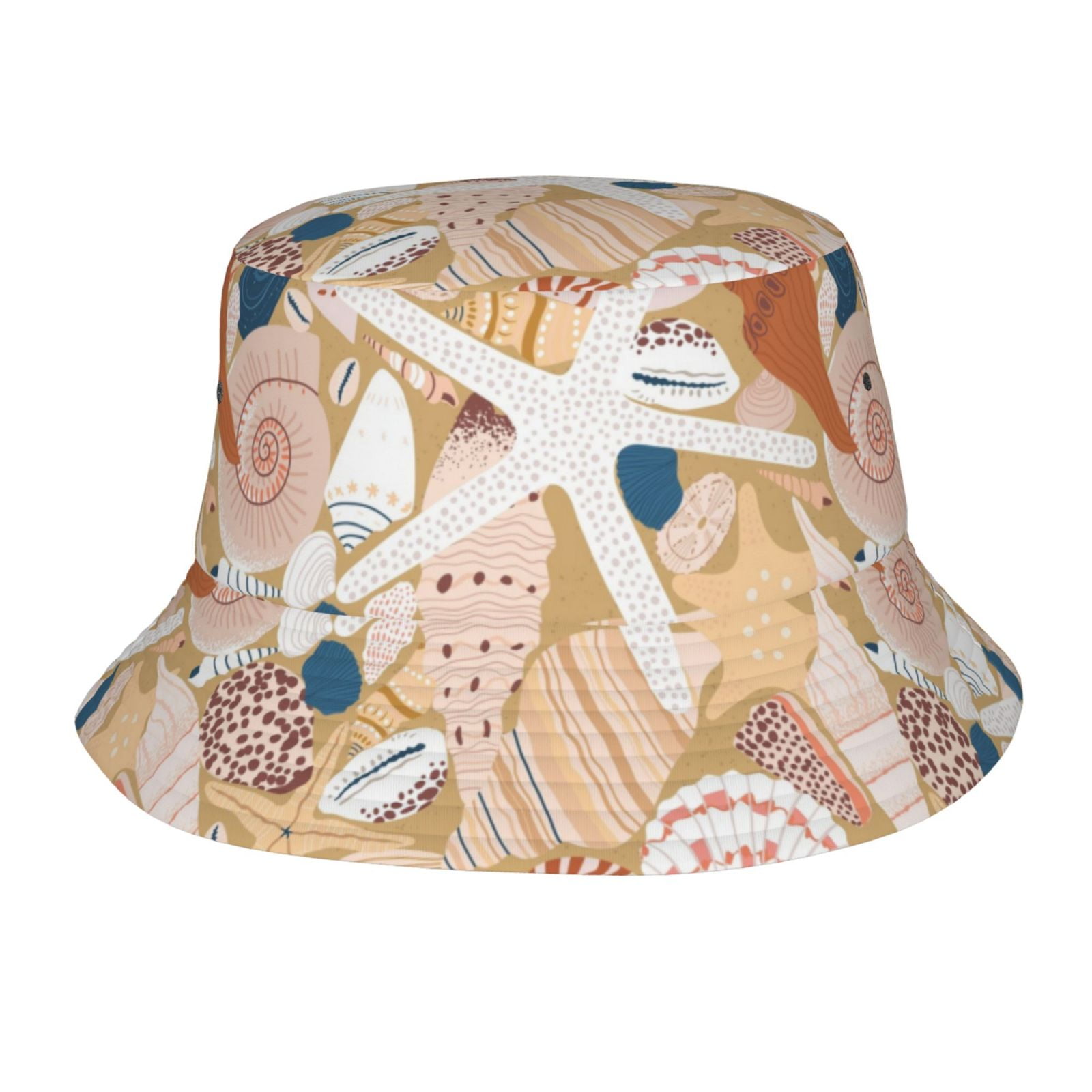 Sun Hats for Women and Men Tropical Beach Sea Shell Packable Bucket Hat ...