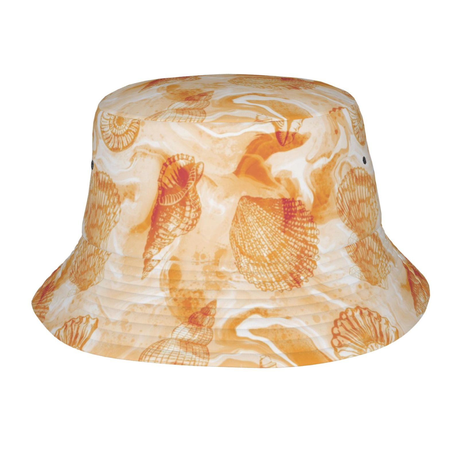 Sun Hats for Women and Men Watercolor Sea Shells Packable Bucket Hat ...