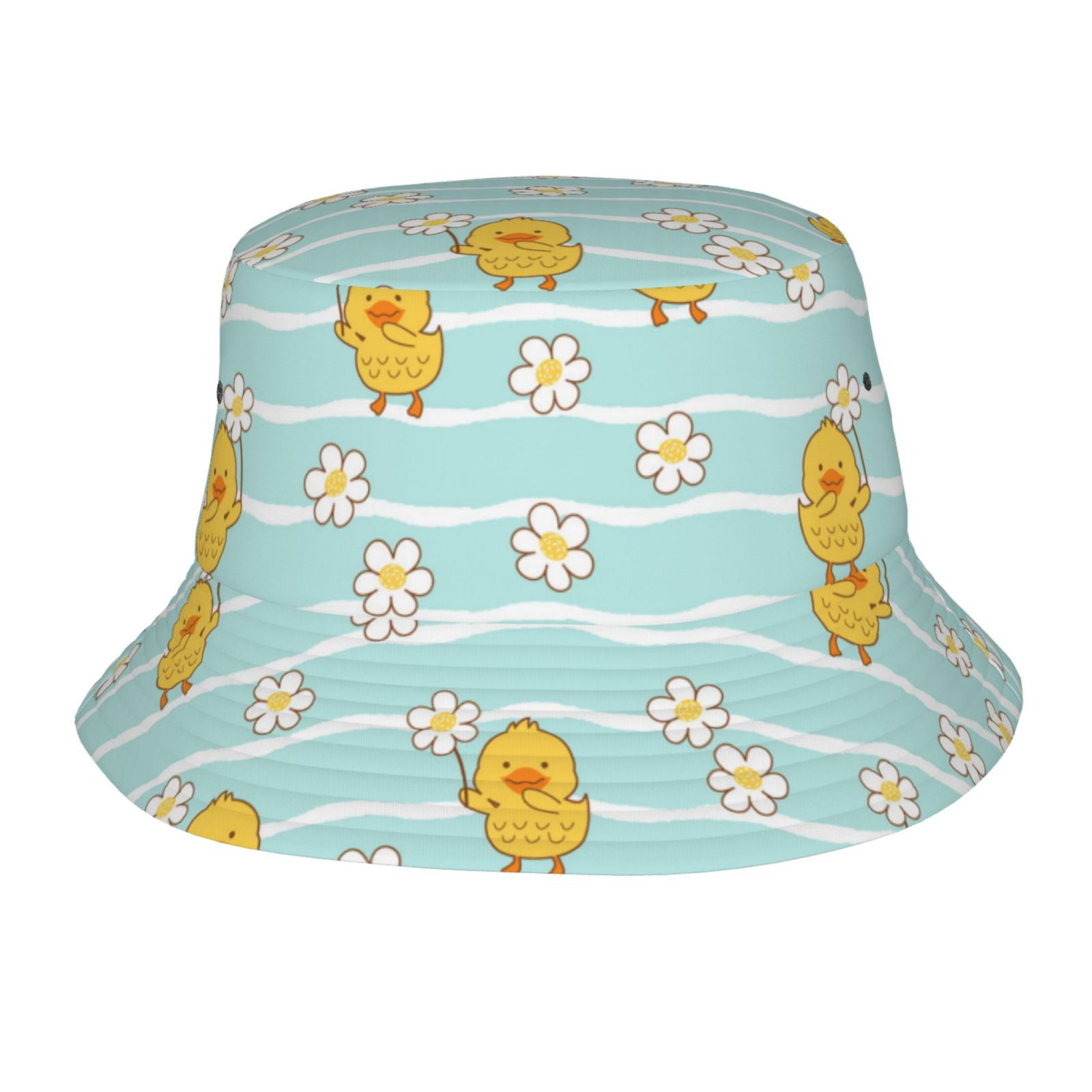 Sun Hats for Women and Men Wavy Pattern Cute Duck Daisy Packable Bucket ...