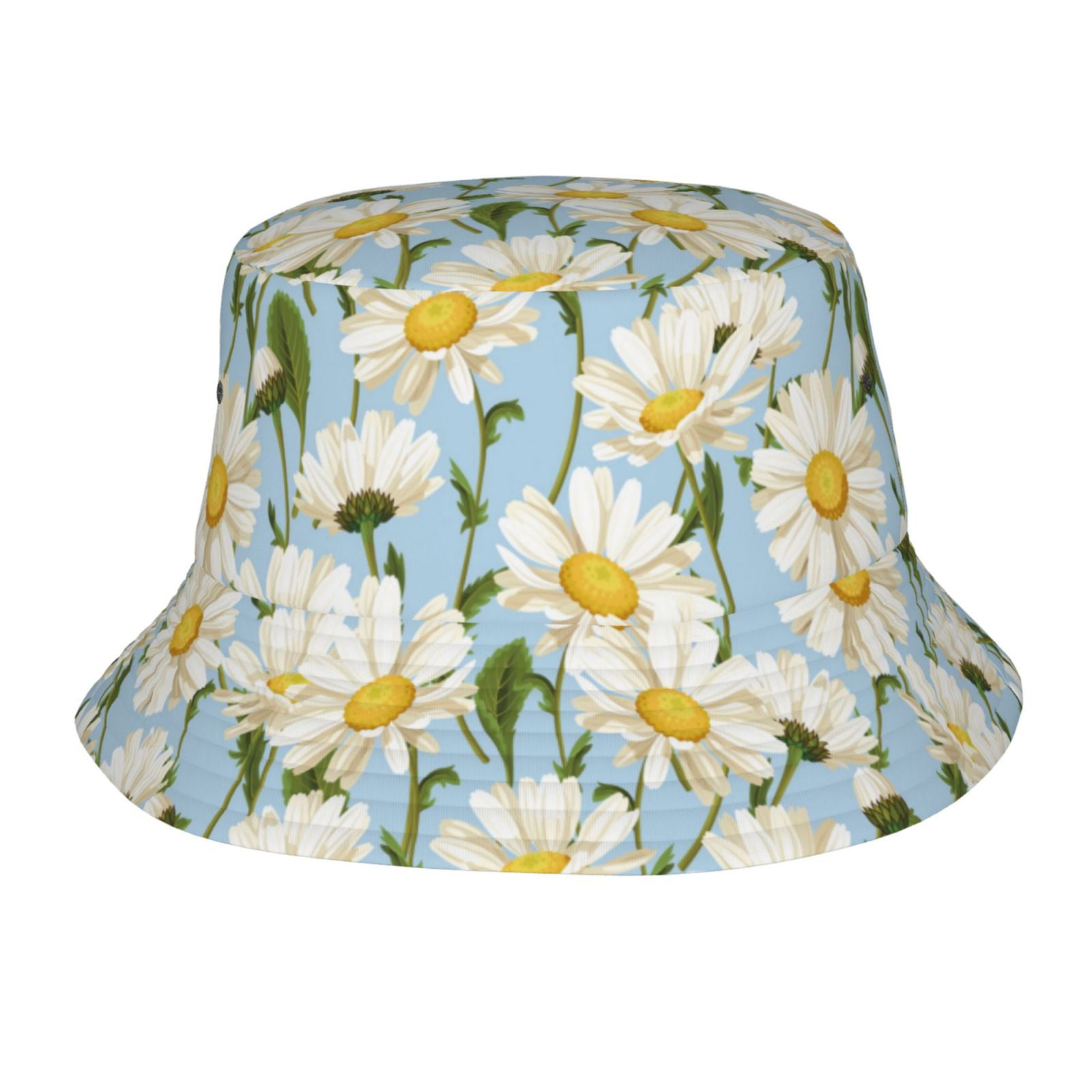 Sun Hats for Women and Men White daisy Packable Bucket Hat, Sun ...
