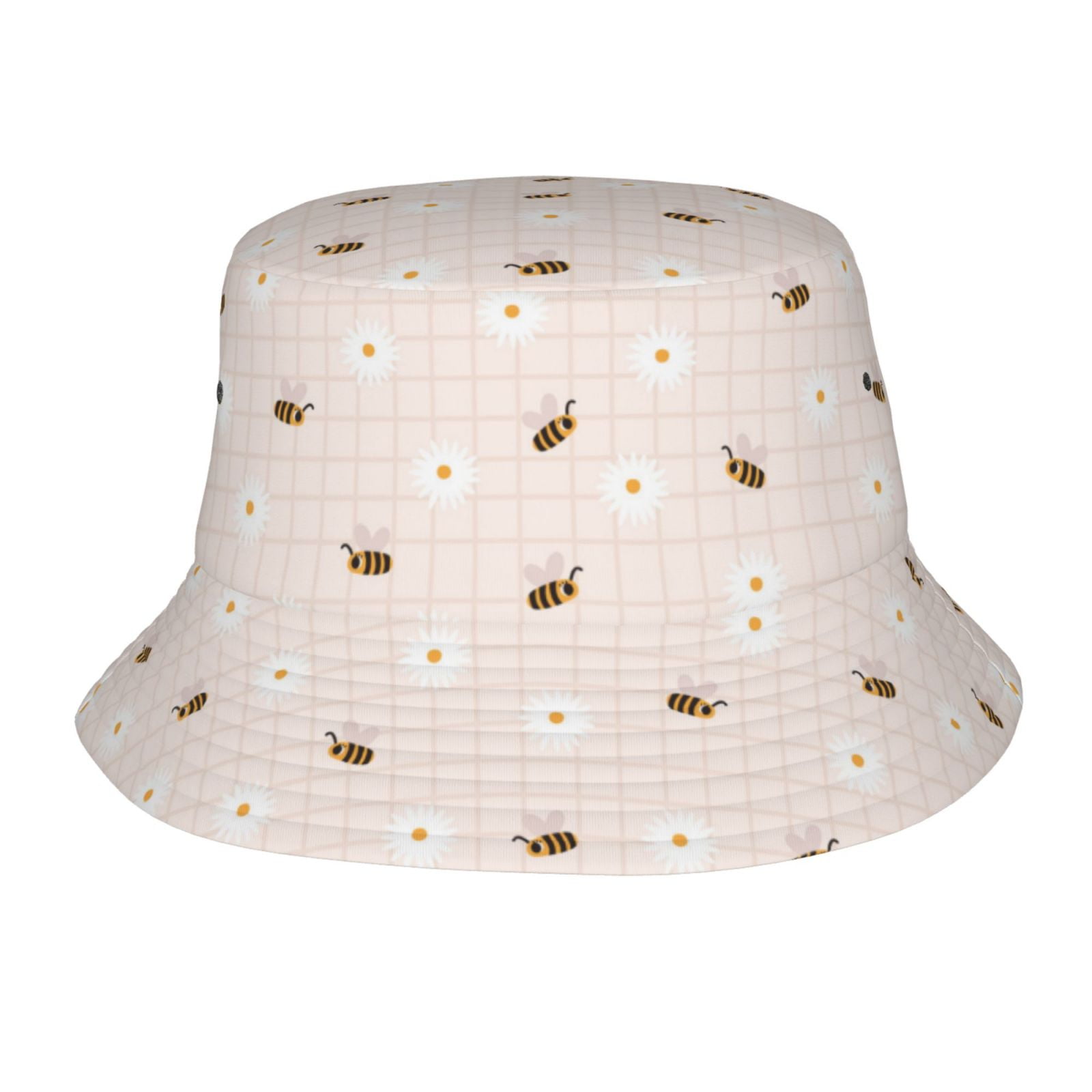 Sun Hats for Women and Men bees daisies checkered cute Packable Bucket Hat, Sun Protction Summer ...