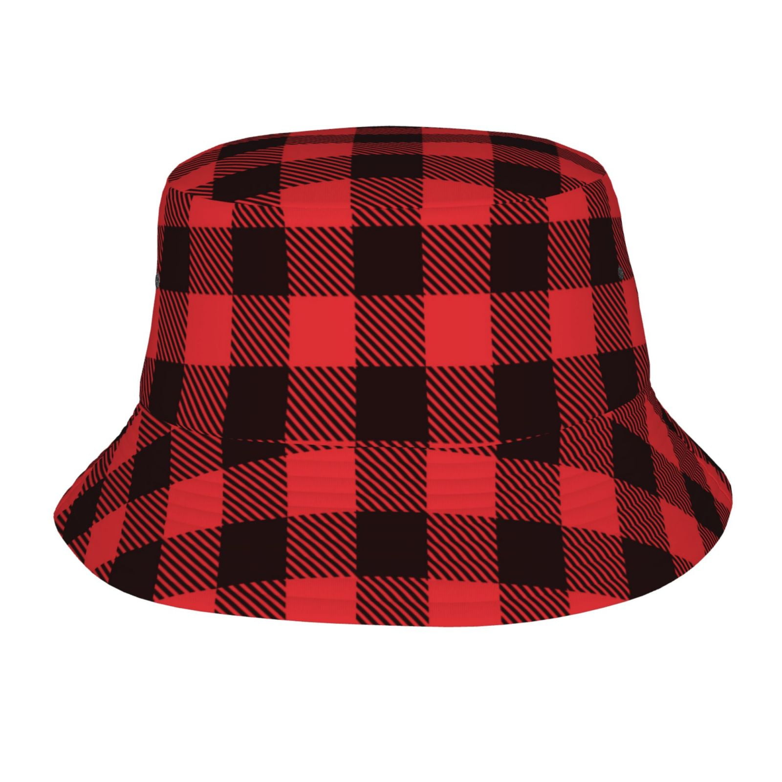 Sun Hats for Women and Men black red buffalo plaid Checkered Packable ...