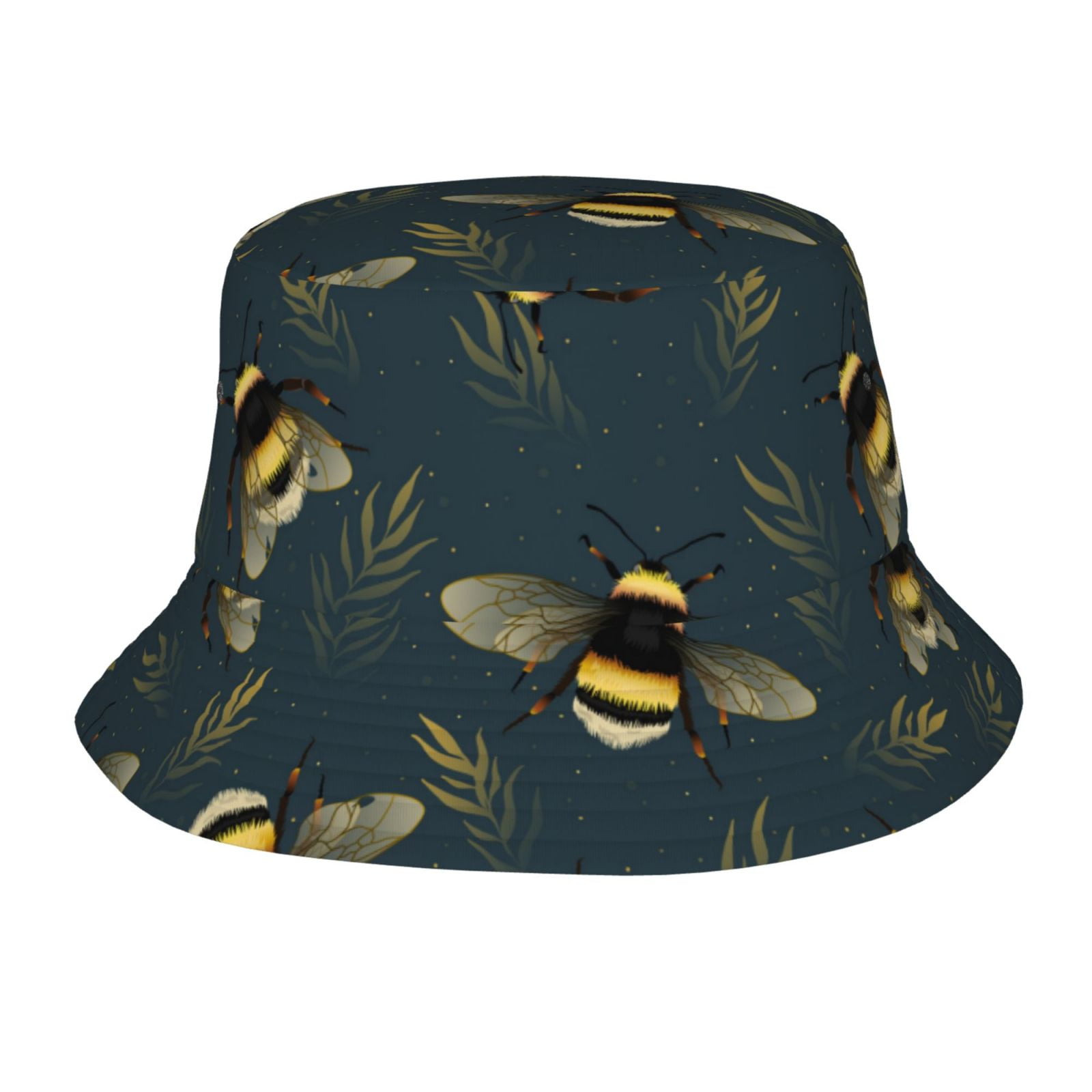 Sun Hats for Women and Men cute bee leaves dark Packable Bucket Hat ...